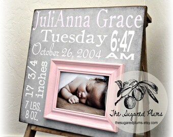 Baby Stats Picture Frame - Etsy