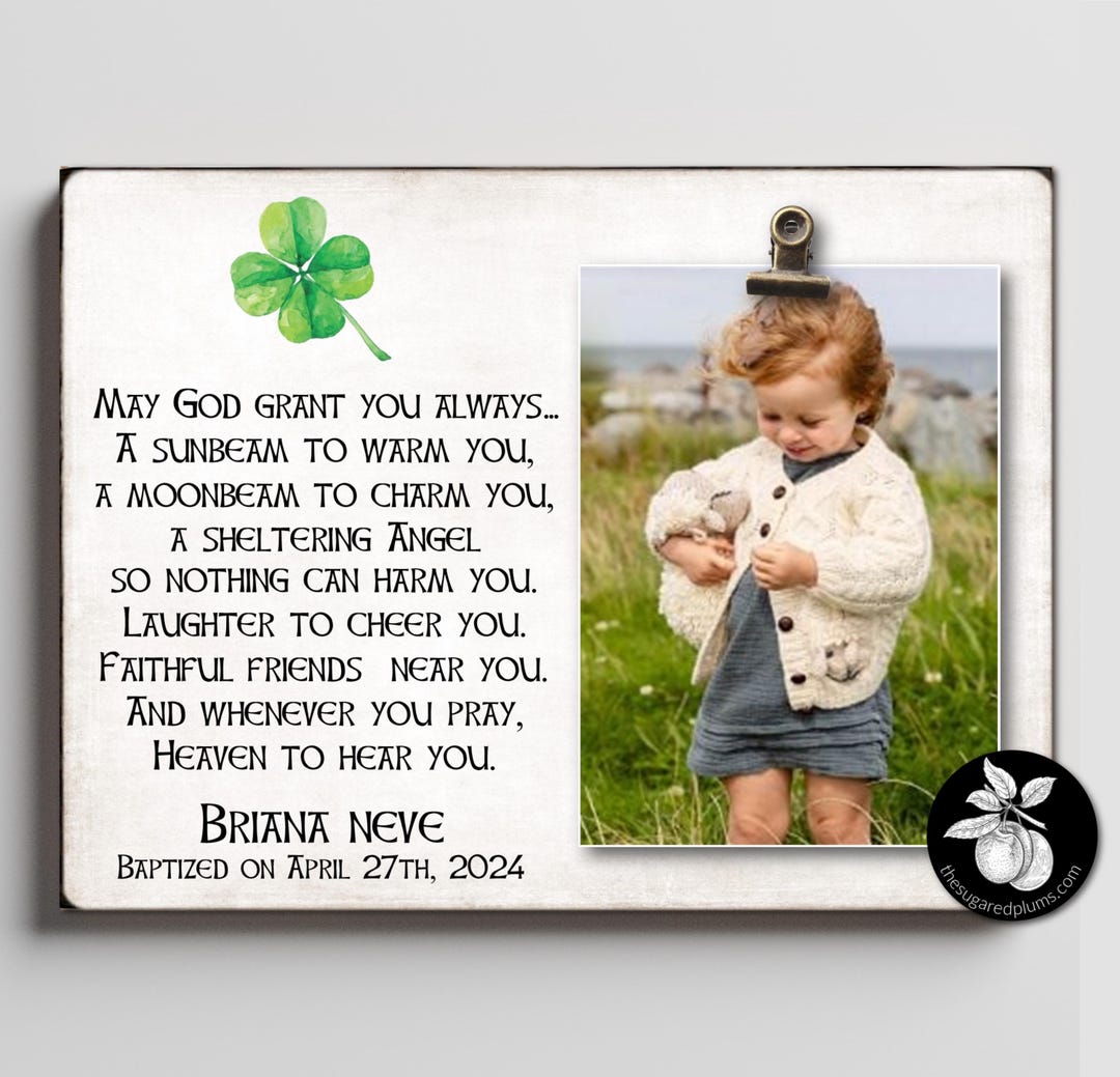Personalized Baptism Picture Frame: Irish Blessing Gift From Godparents ...
