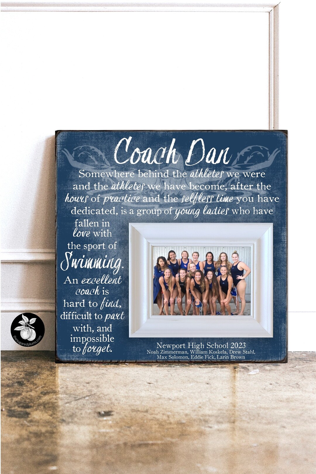 Personalized Swim Coach Gift Idea Picture Frame, Unique Thank You Gift ...