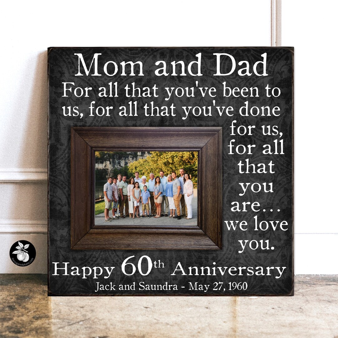 60th Anniversary Wood Picture Frame, 60th Wedding Anniversary Gifts ...