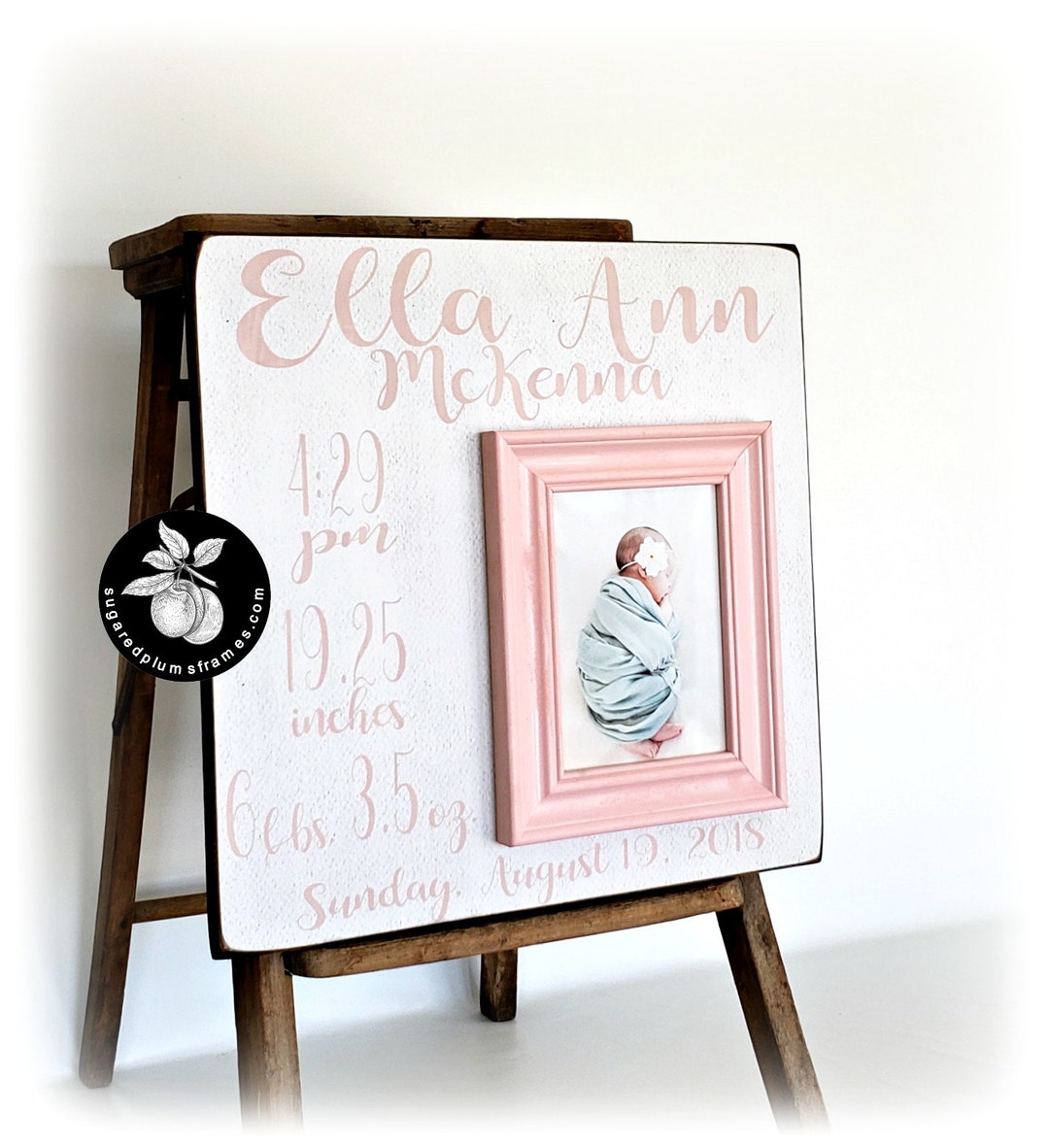 Personalized Birth Stats Frame: New Baby Nursery Decor, 16x16 - Etsy