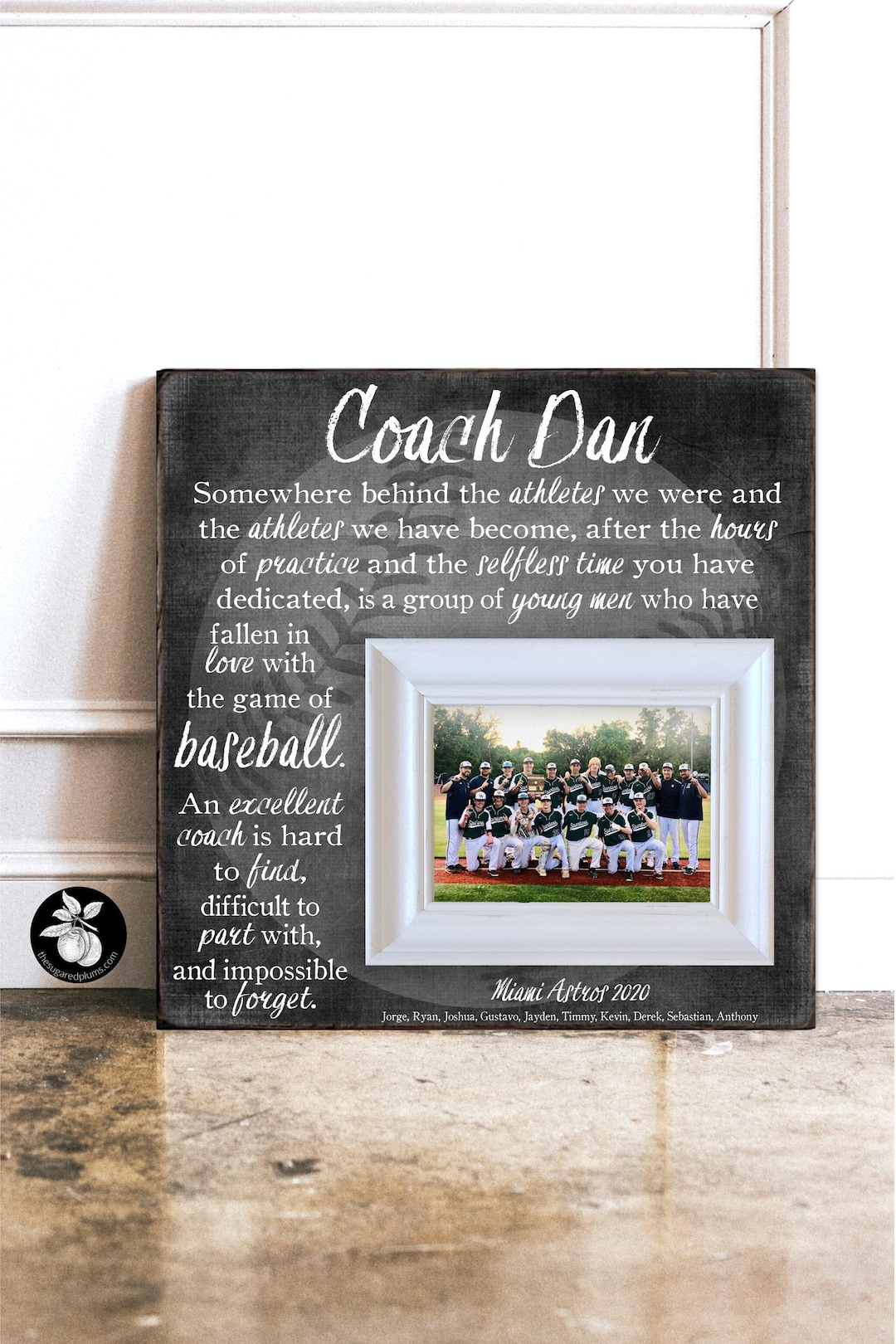 Personalized Baseball Coach Picture Frame: End of Season Gift (16x16 ...