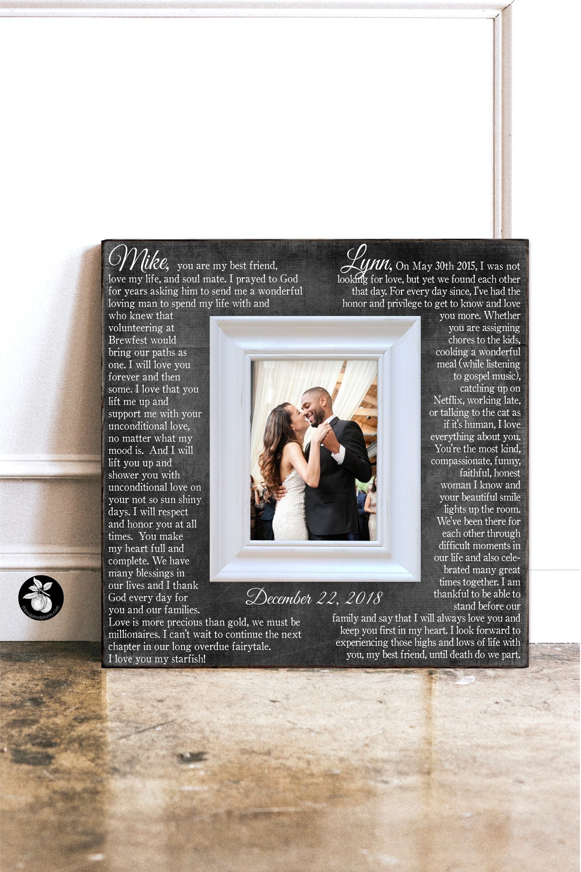 Personalized Wedding Vow Art Frame Wood 5th Anniversary Gift | Etsy