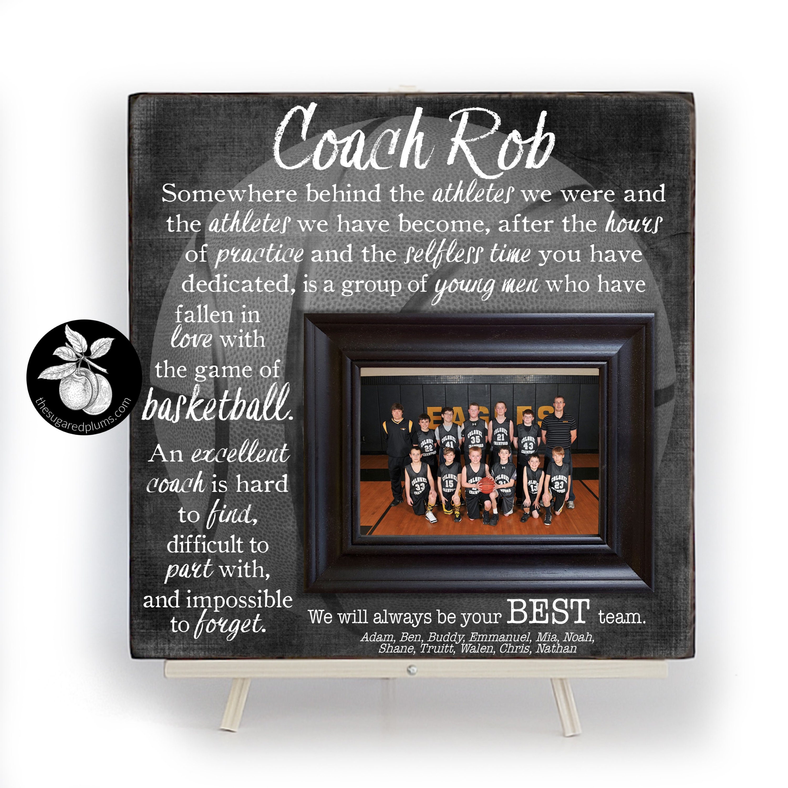 Personalized Basketball Coach Gift: Team Photo Frame (16x16) - Etsy