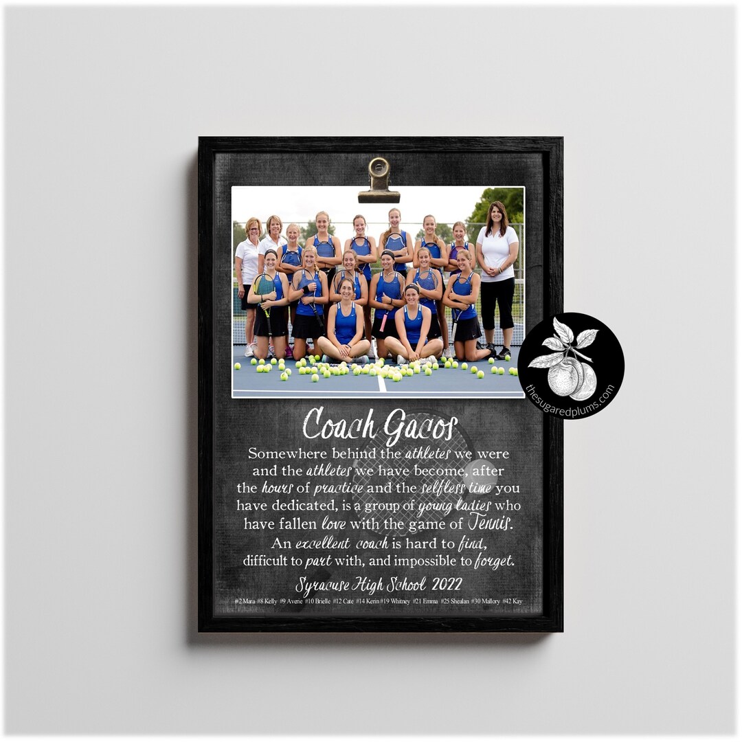 Personalized Tennis Coach Gift Ideas Picture Frame, Thank You Gifts for ...