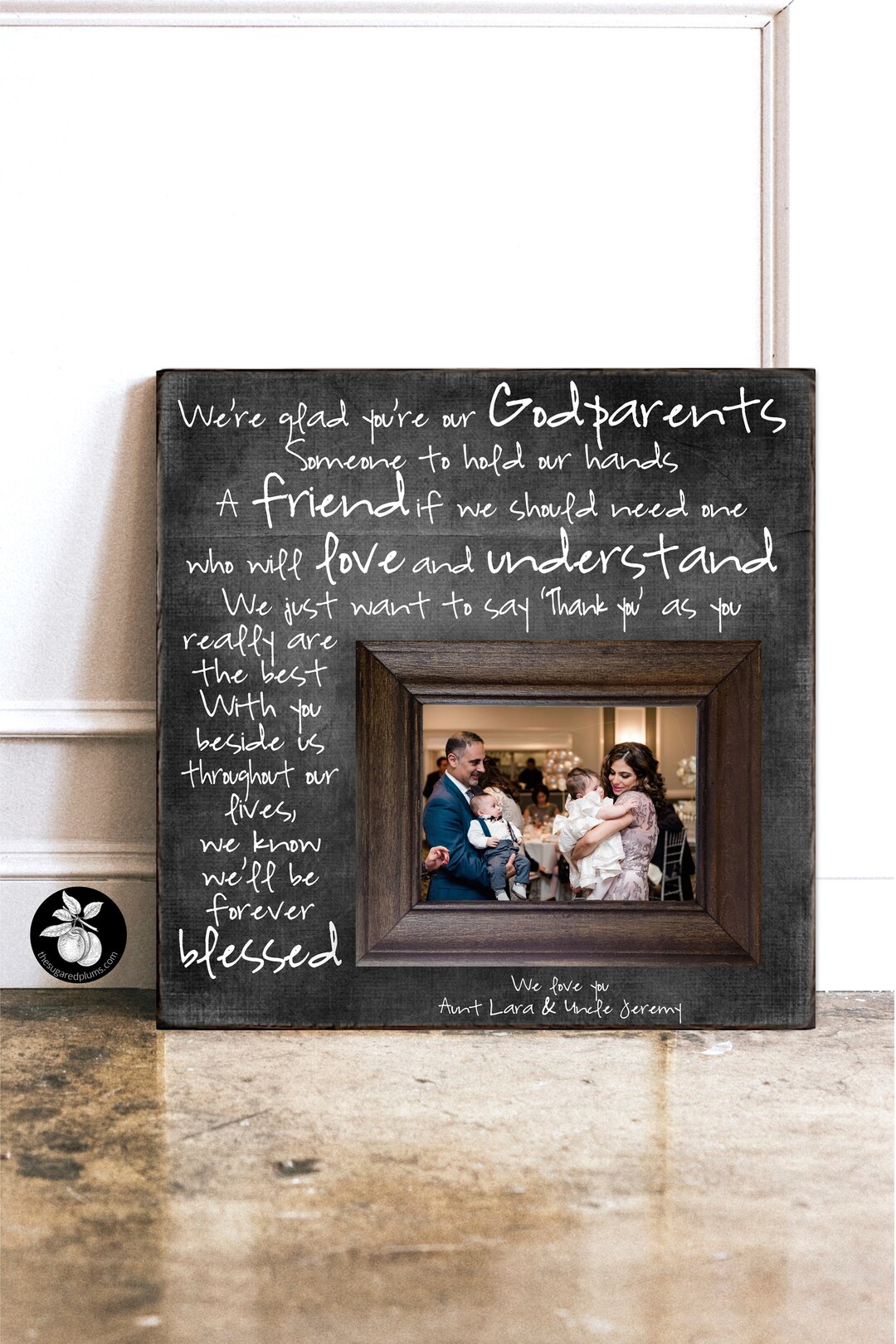 Personalized Godparent Picture Frame: Baptism Gift, 16x16 Wood Plaque ...
