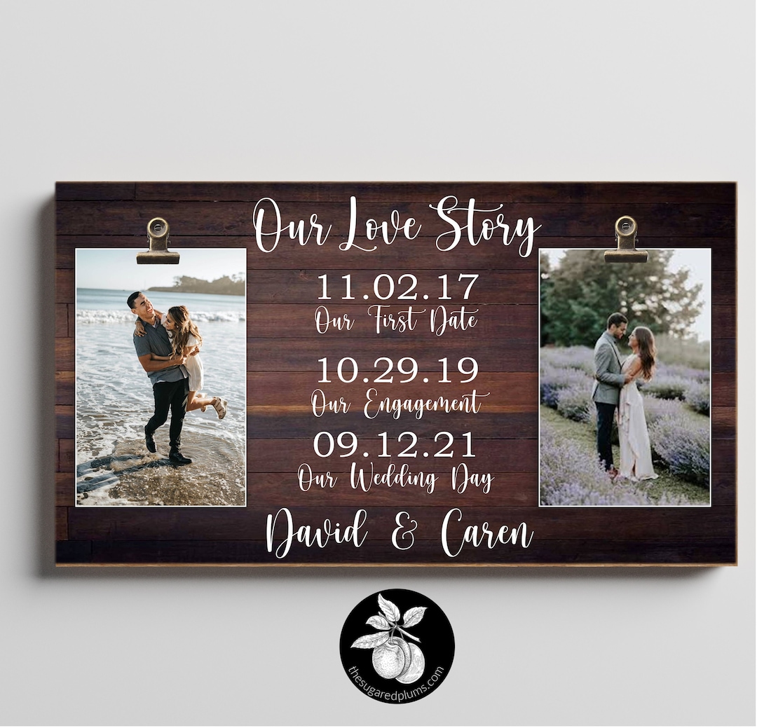 Personalized Wedding Gift for Couple, Custom Engagement Picture Frame ...