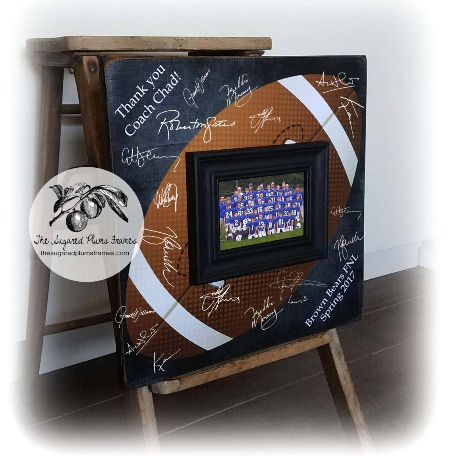 Football Coach Gift Football Guest Book Signature Frame | Etsy