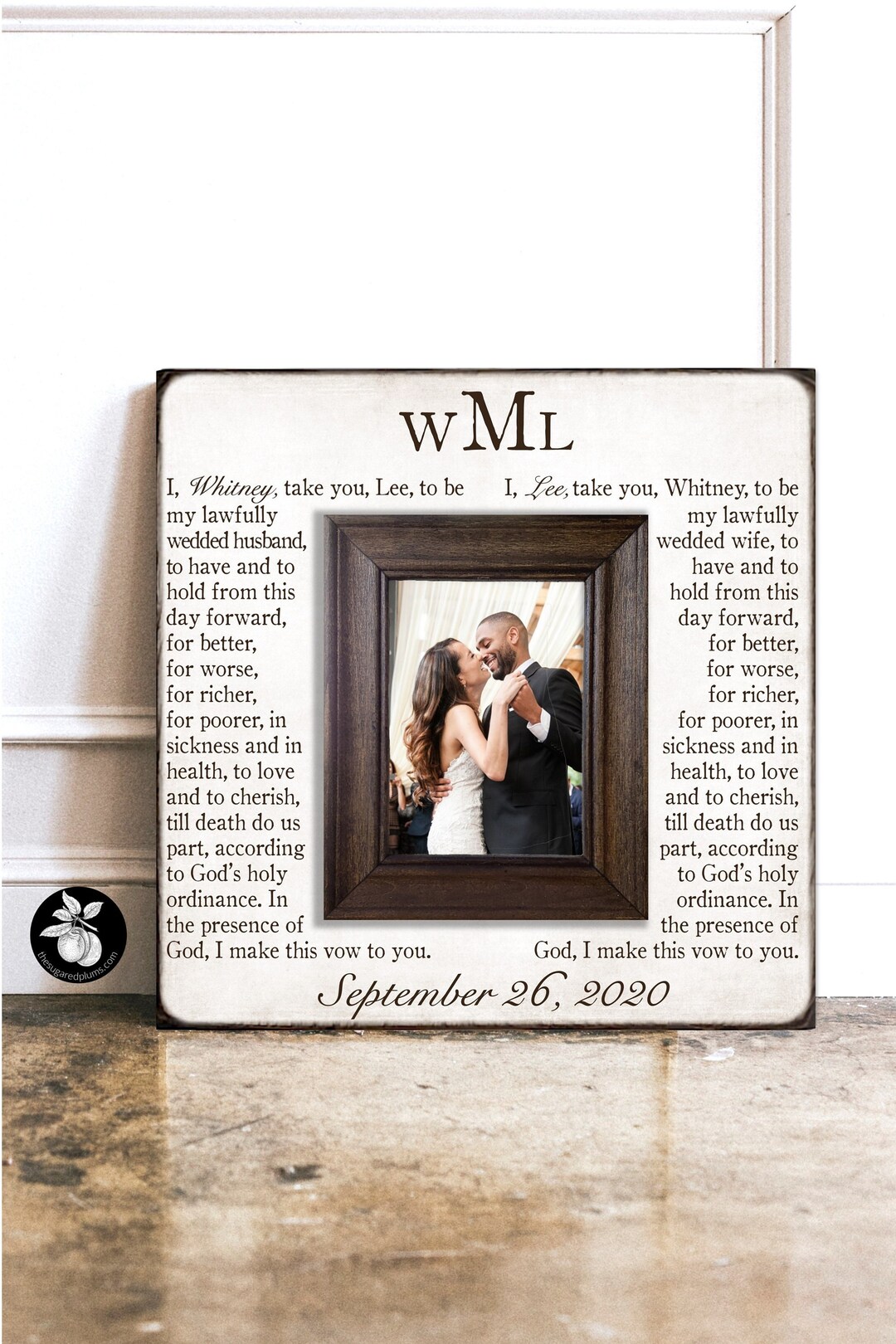 Personalized Wedding Vows Picture Frame, Wood 5th Anniversary Gift Idea ...