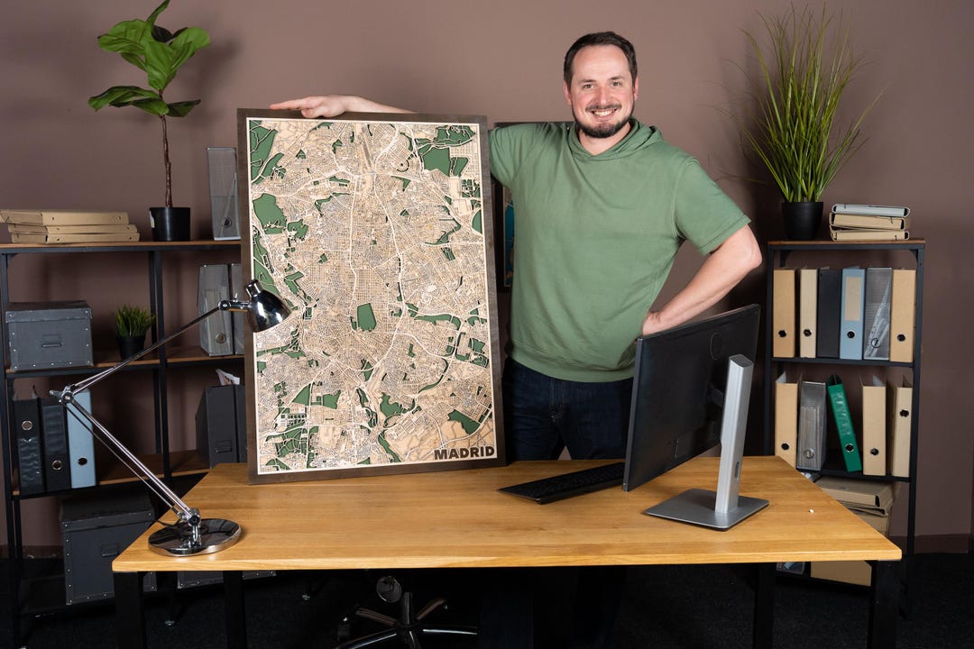 Map of Any City - Custom Office Gift, Minimalist Wood Wall Art ...