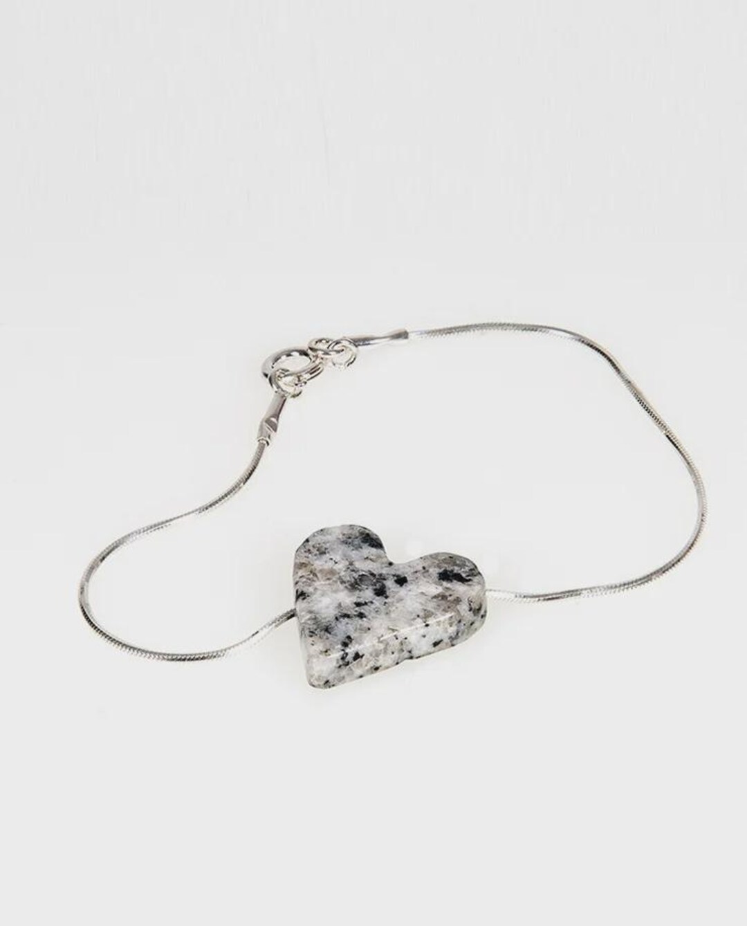 Granite Heart Bracelet, Handmade Silver Bracelet With Natural Stone ...