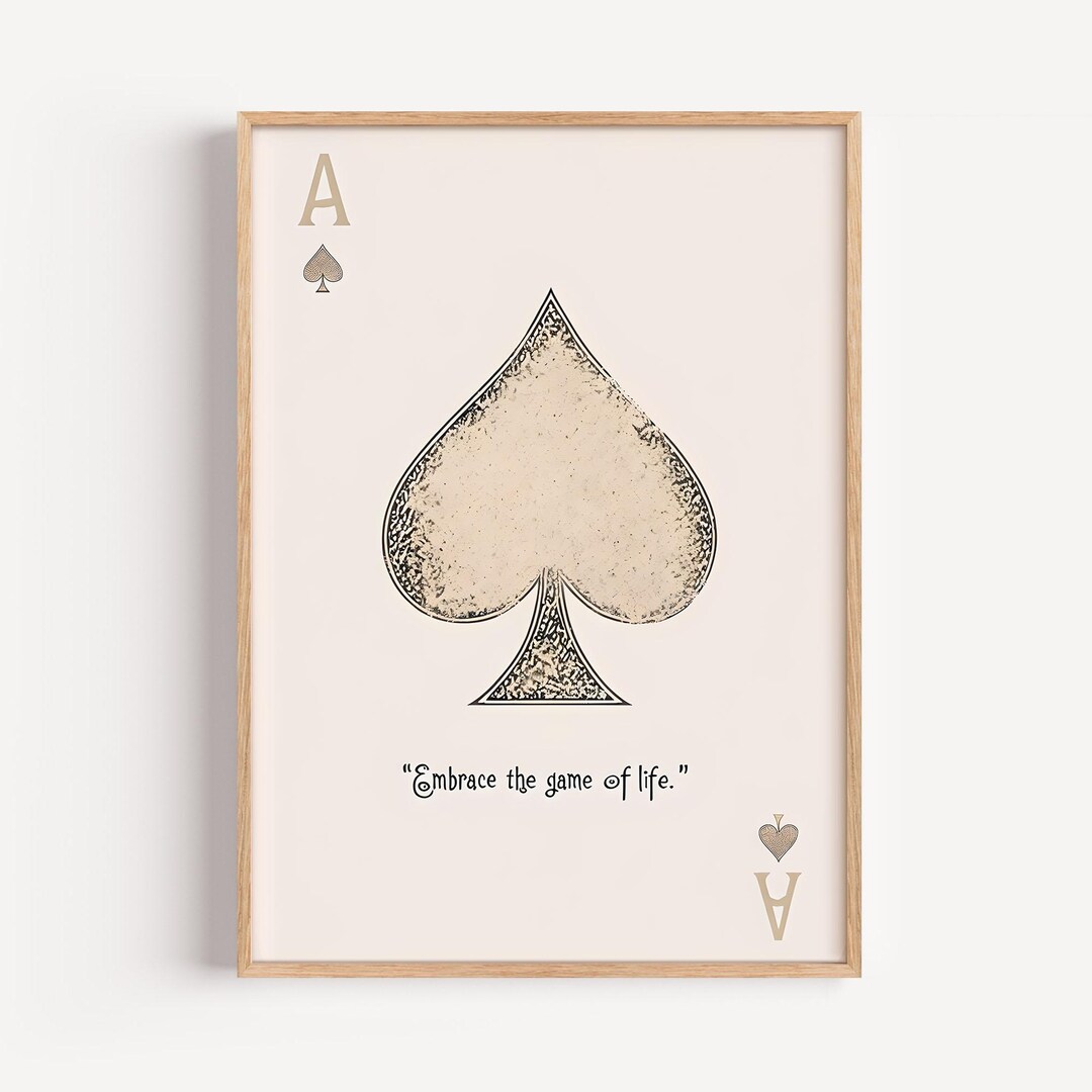 Ace of Spades Print, Retro Playing Card Wall Art Inspiring Quote Poster ...