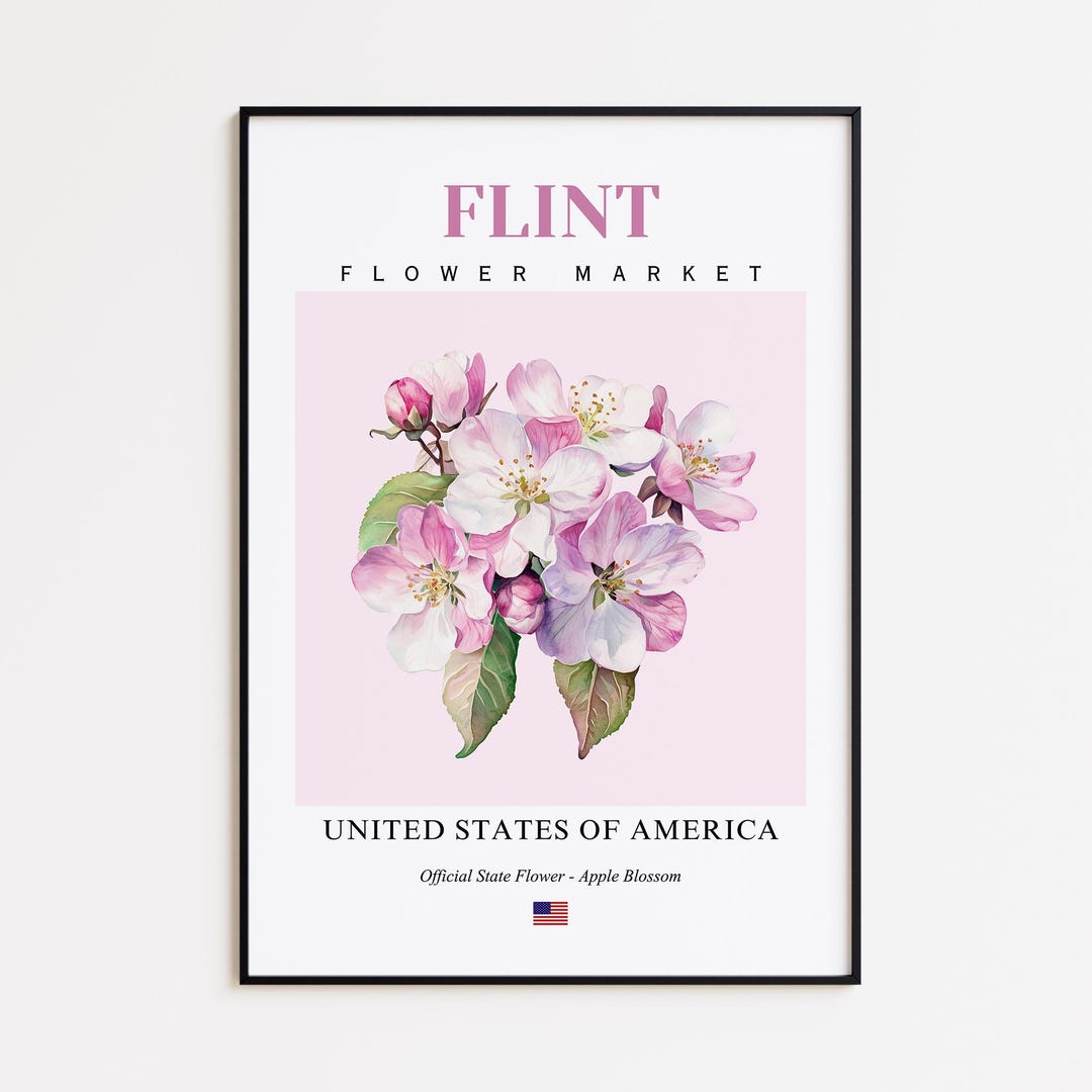 Flint Flower Market Poster, Apple Blossom Flint Flower Print, Flint ...