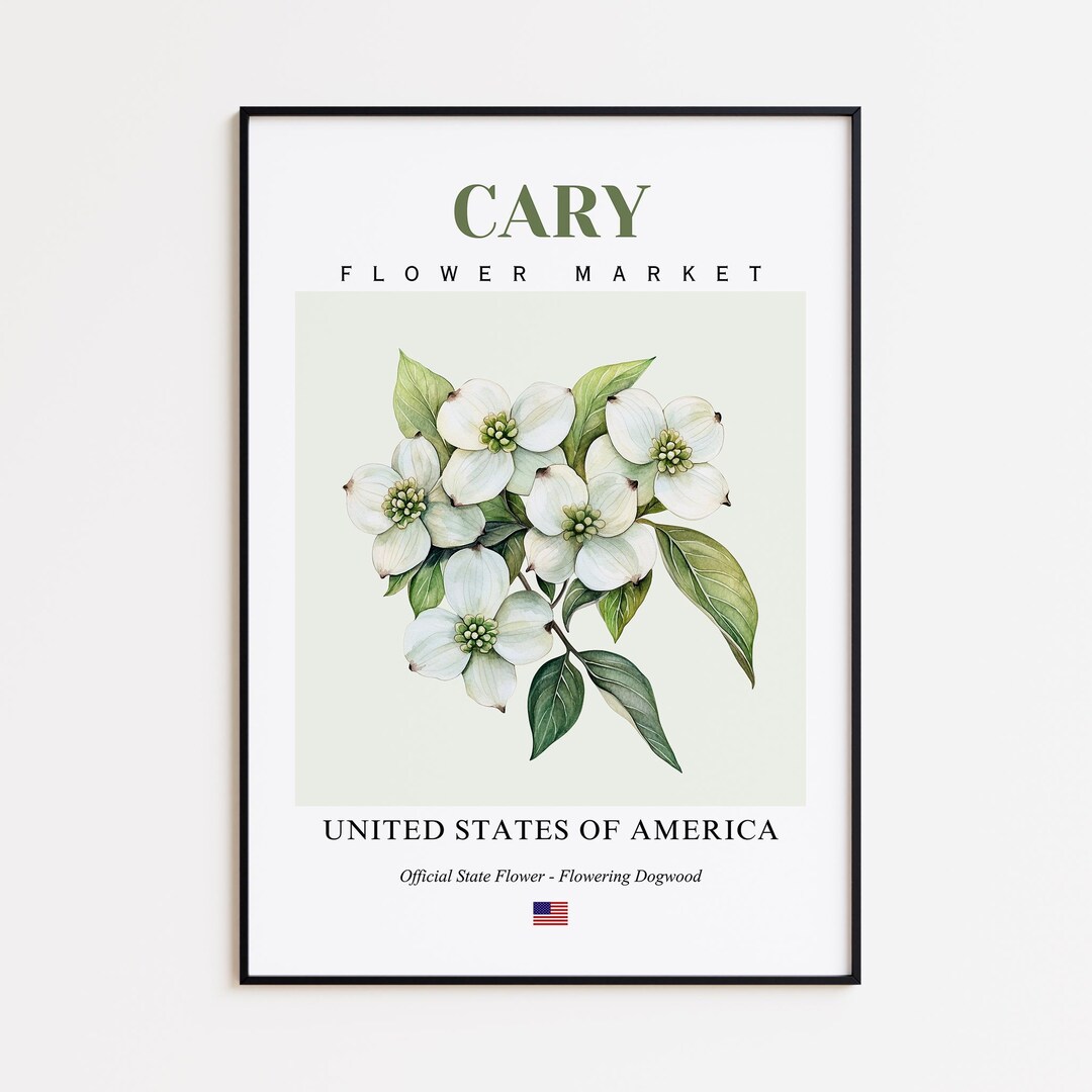 Cary Flower Market Poster, Flowering Dogwood Cary Flower Print, Cary ...
