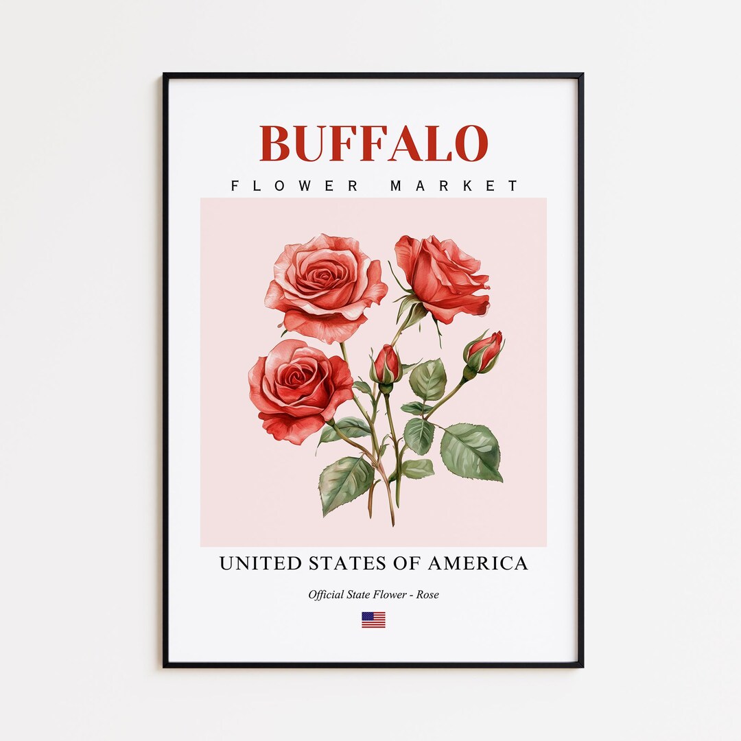 Buffalo Flower Market Poster, Rose Buffalo Flower Print, Buffalo New ...
