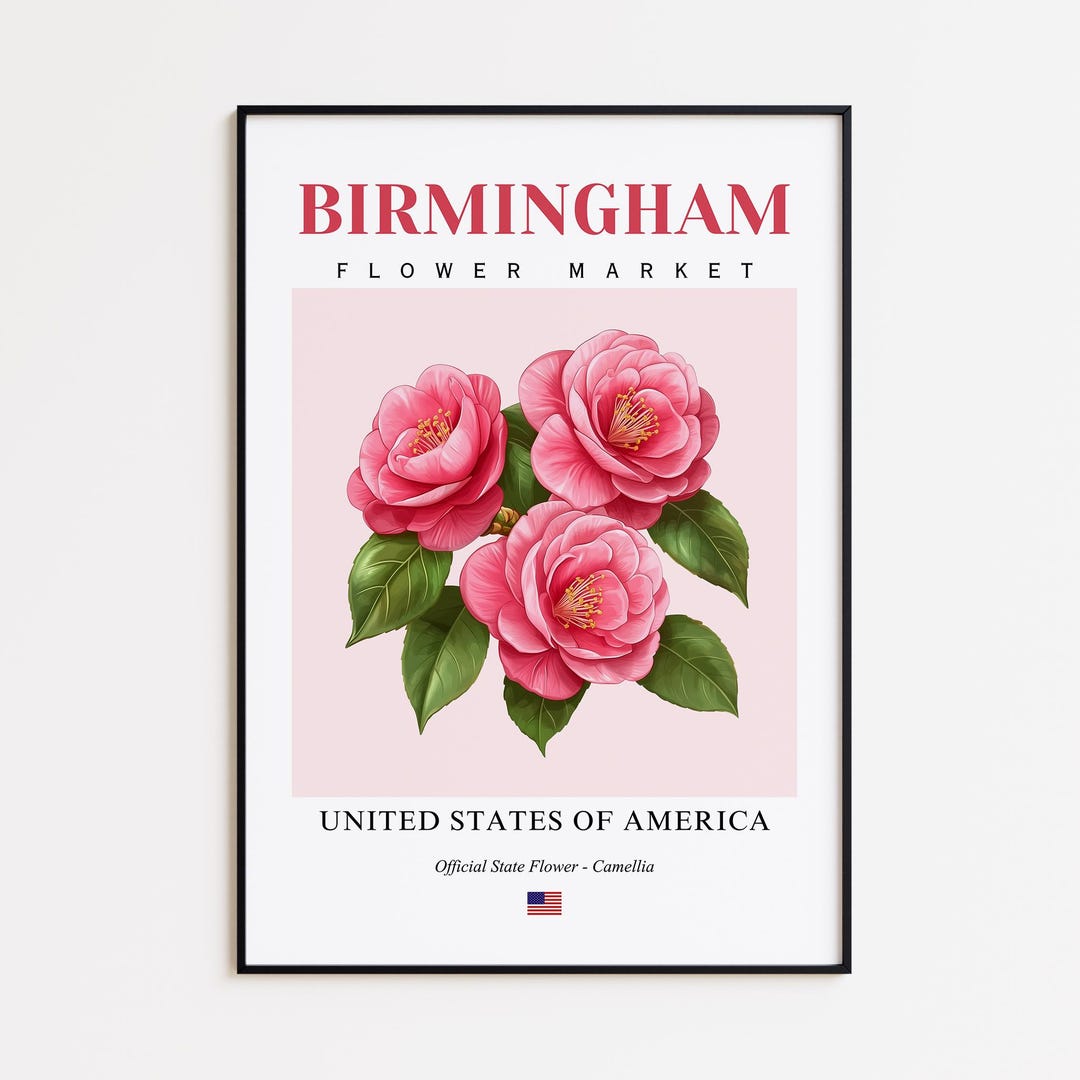 Birmingham Flower Market Poster, Camellia Birmingham Flower Print ...