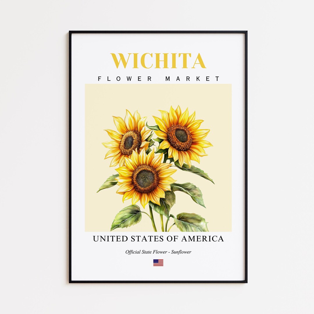 Wichita Flower Market Poster, Sunflower Wichita Flower Print, Wichita ...