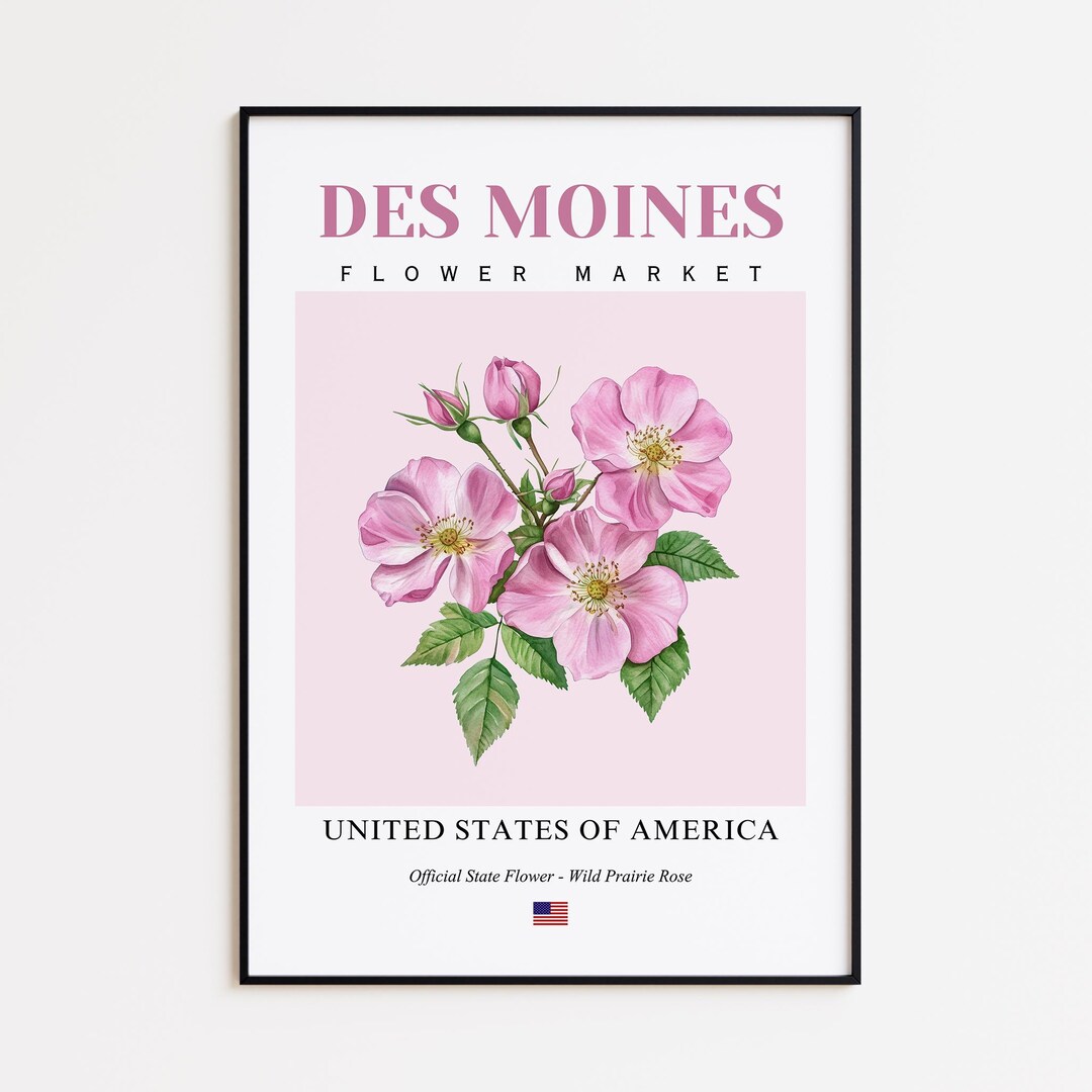Des Moines Flower Market Poster, Wild Prairie Rose Des Moines Flower ...