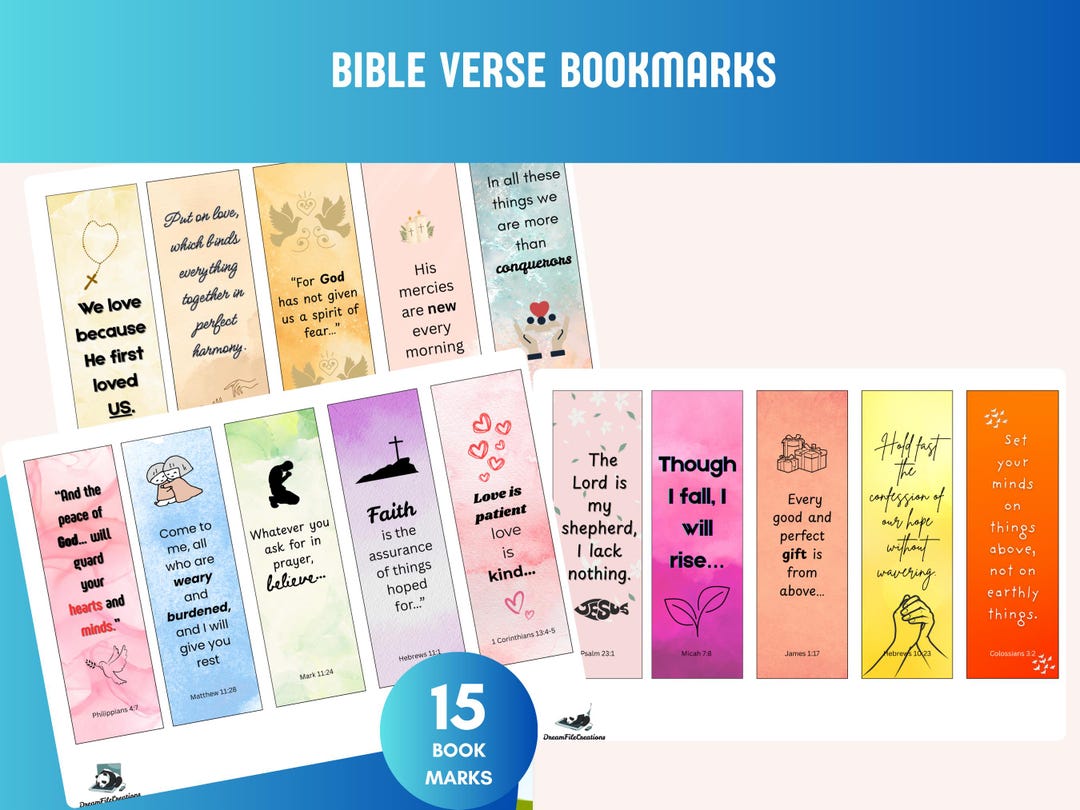 15 Printable Bible Verses Bookmark Png Bundle, Bible Verses Jpg Bundle ...