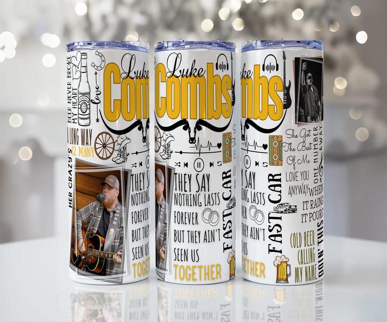 Luke Combs Country Singer Tumbler Wrap: 20oz Sublimation Design (PNG ...