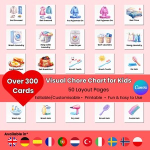Editable Kids Routine Chart & Visual Schedule | 300+ Chore Cards + 50 ...