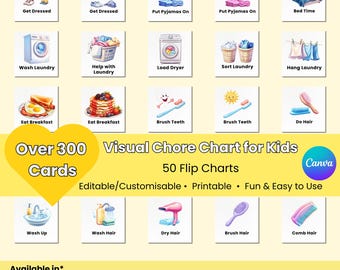 Editable Kids Routine Chart & Visual Schedule | 300+ Chore Cards + 50 ...