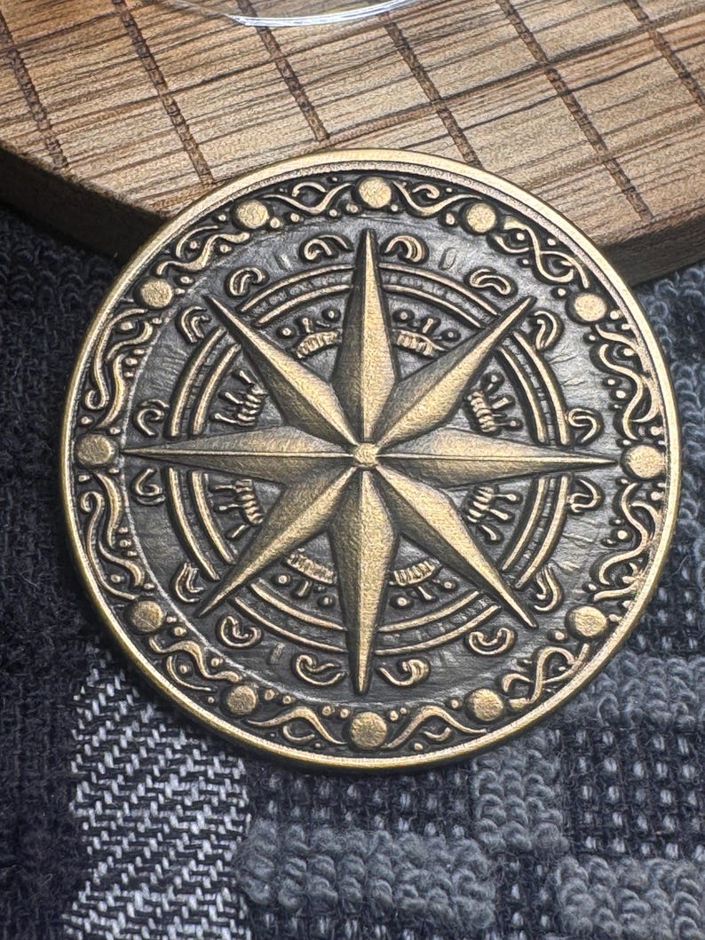 Compass Double - Double-sided, 40mm, Brass Engraved Challenge Coin ...