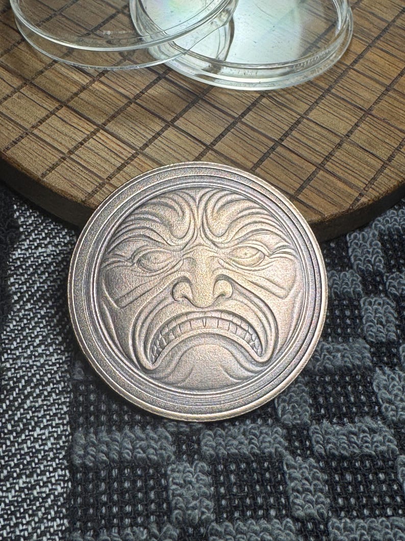 Happy Face, Sad Face, Double-sided, Brass, Engrave, Decision, Challenge ...