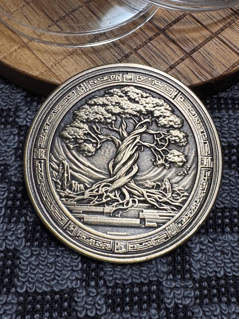 Engraved Brass Tree of Life Coin: Double-sided Medallion 40mm - Etsy