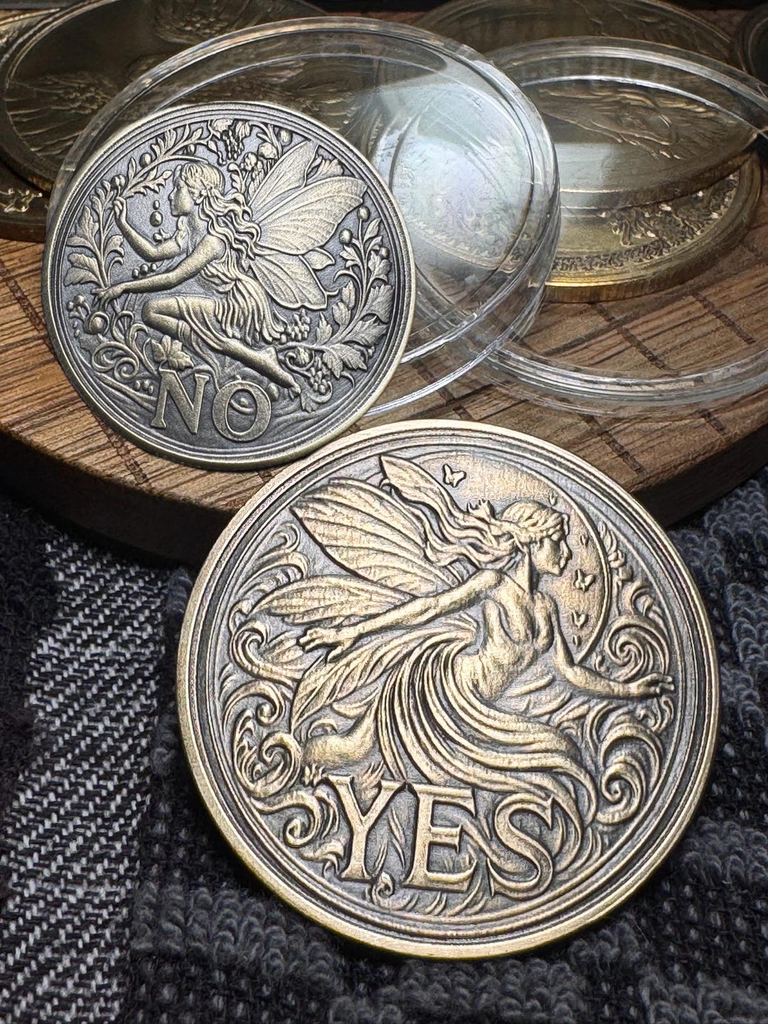 Fairy Yes No Brass Decision Coin - Engraved Challenge Medallion - Etsy