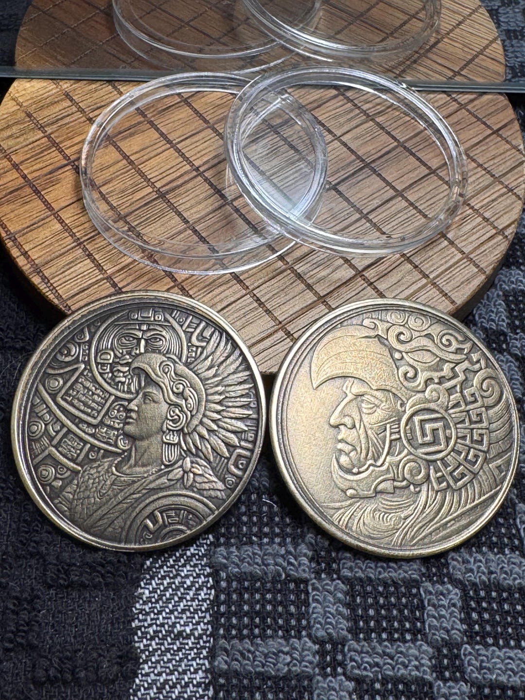 Aztec Warrior - Double-sided, Brass Engraved Challenge Coin, Medallion ...