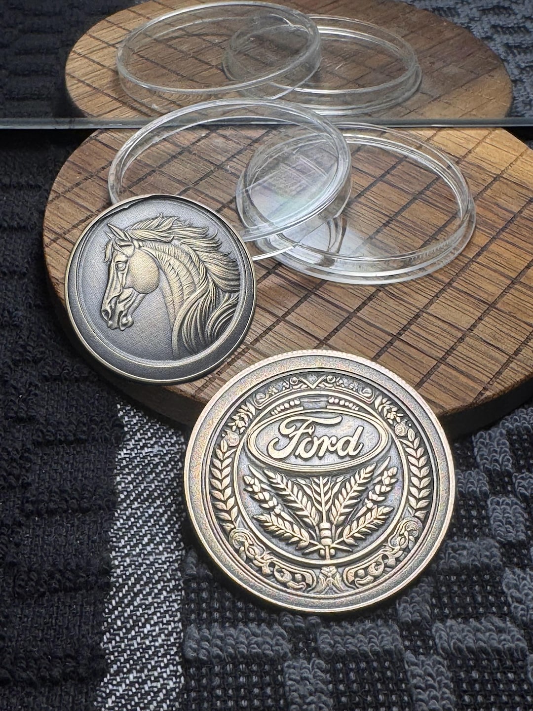 Ford Mustang - Double-sided 40x2.2mm Brass Engraved Challenge Coin ...