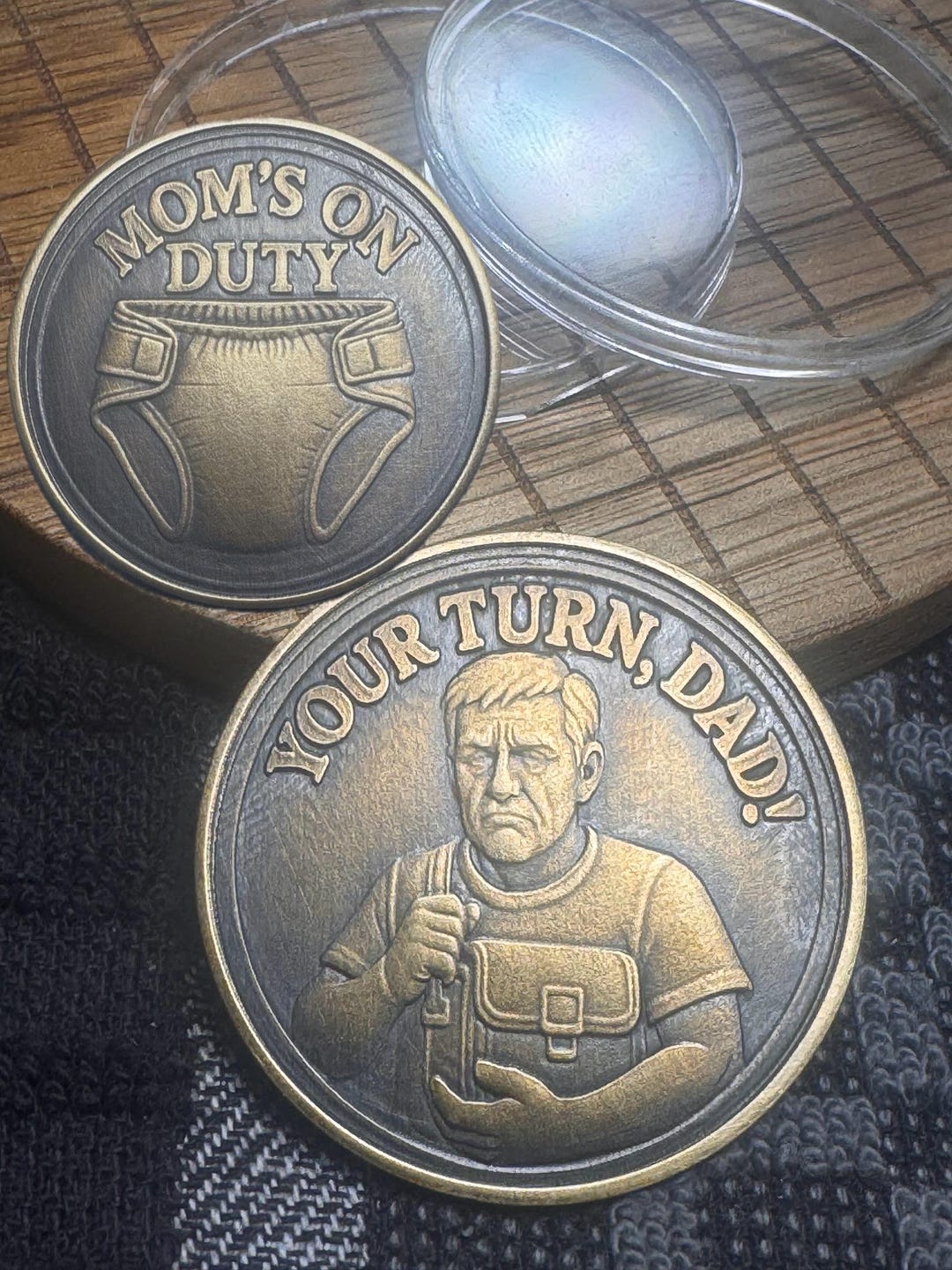 Diaper Change - Double-sided, 40x2.2mm, Brass Engraved Challenge Coin ...