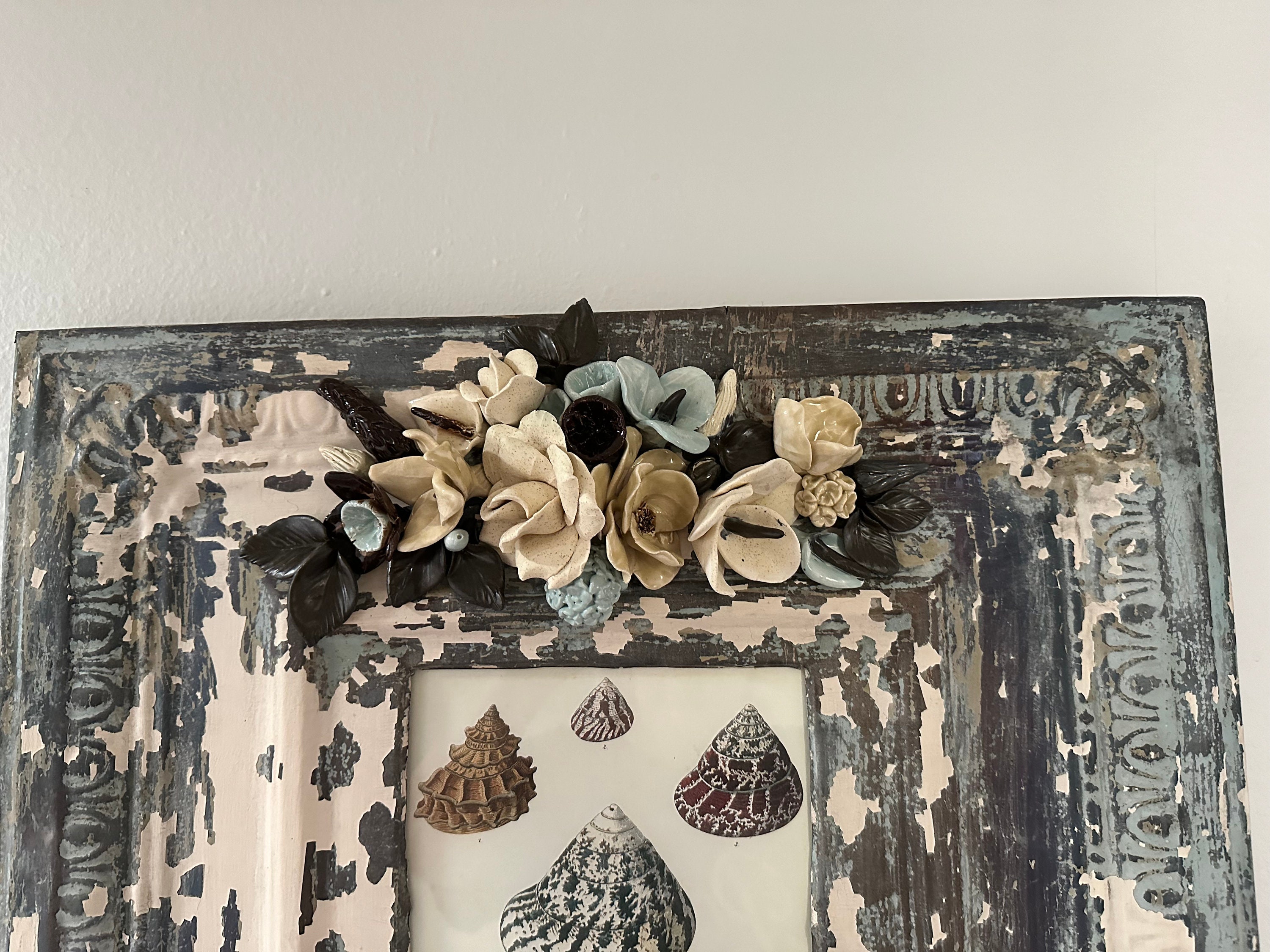 Rare Vintage Large Ceiling Tile Picture Frame With Handmade Ceramic ...