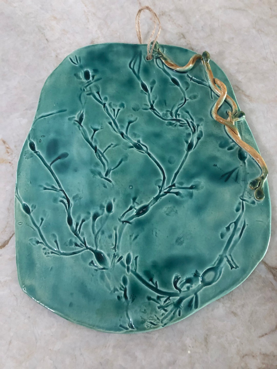 Seaweed Print Hand Sculpted Ceramic Cheese Board - Etsy