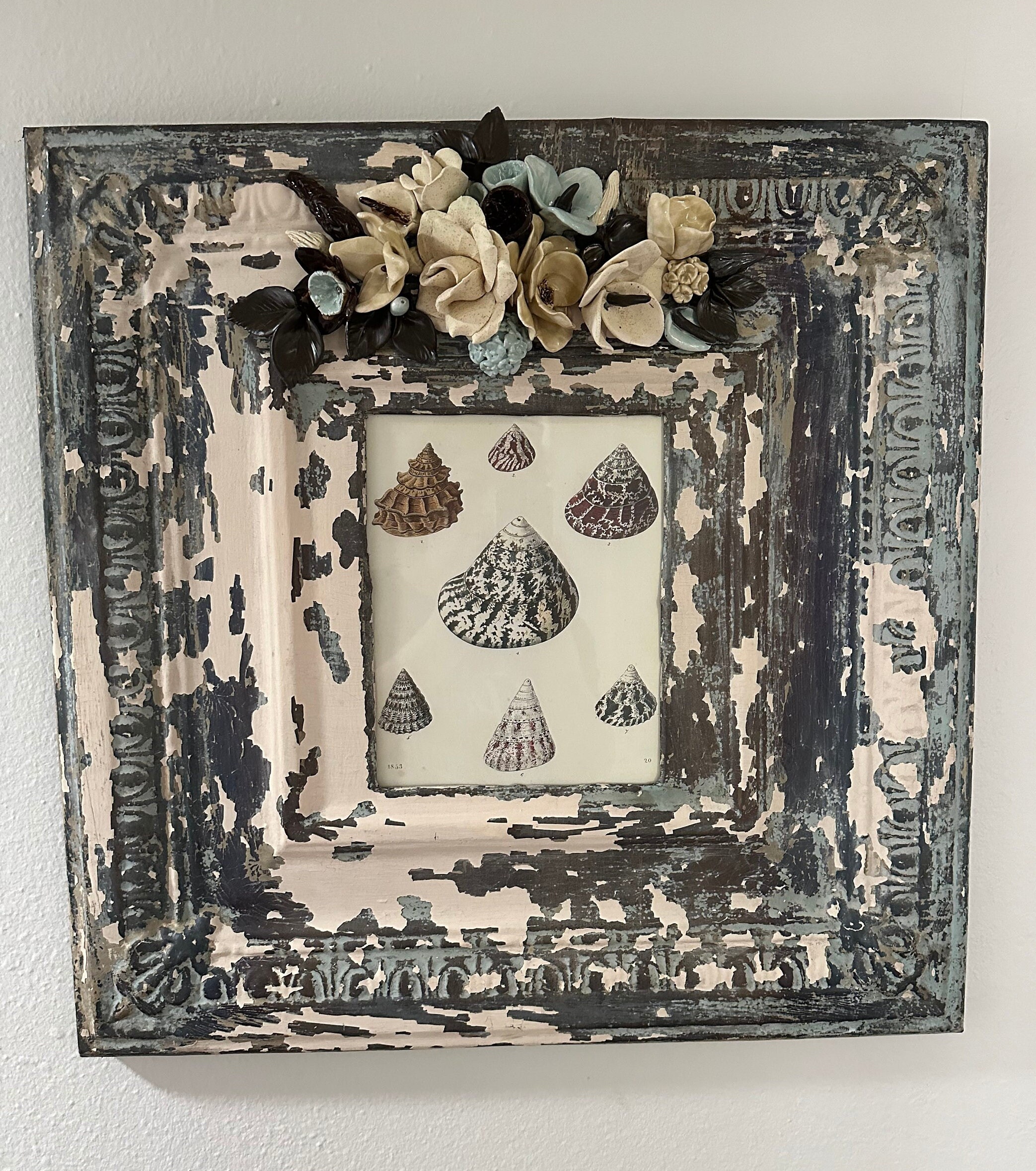 Rare Vintage Large Ceiling Tile Picture Frame With Handmade Ceramic ...
