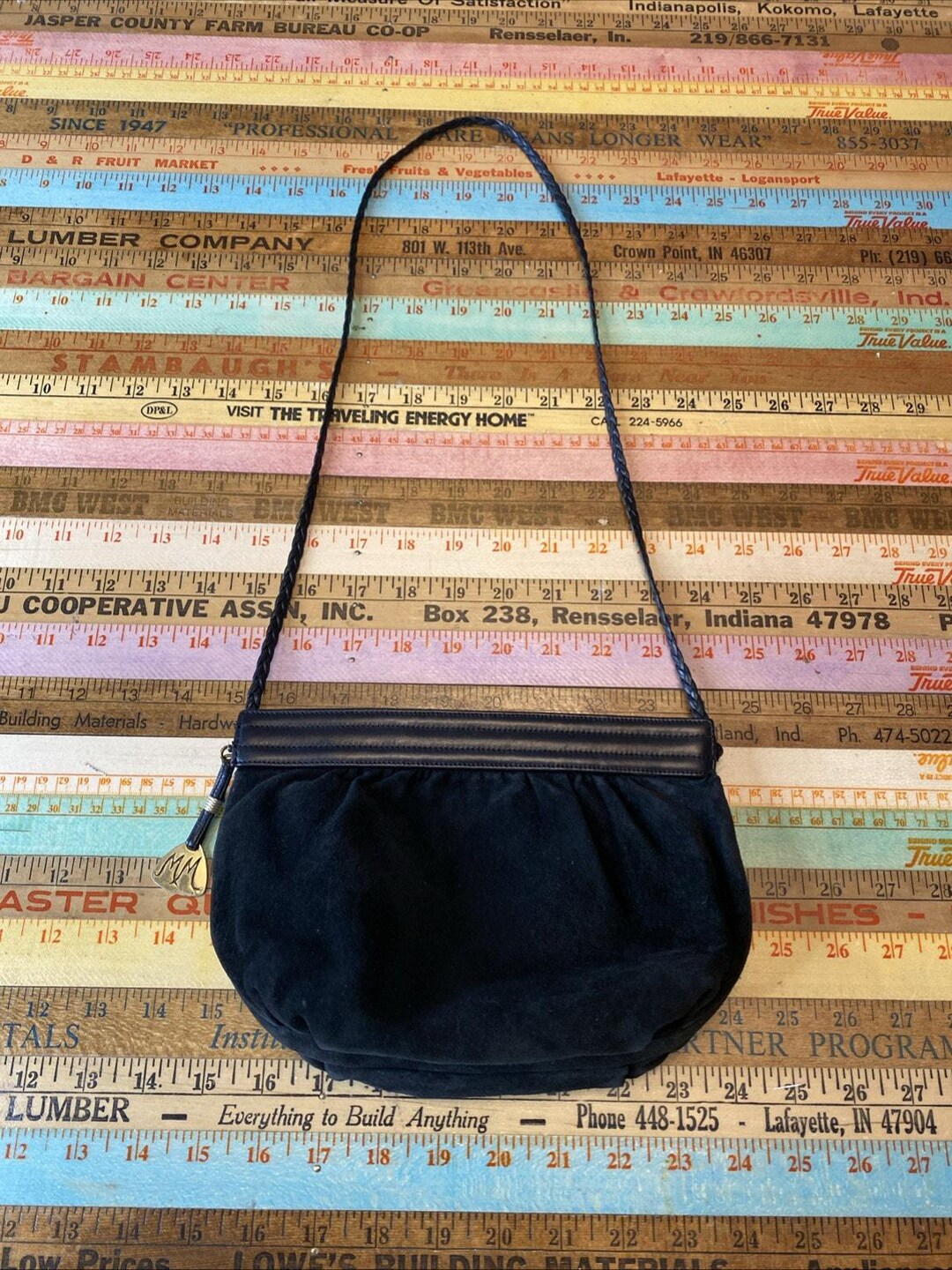 Vintage Morris Moskowitz Black Leather Handbag Clutch Braided Shoulder ...