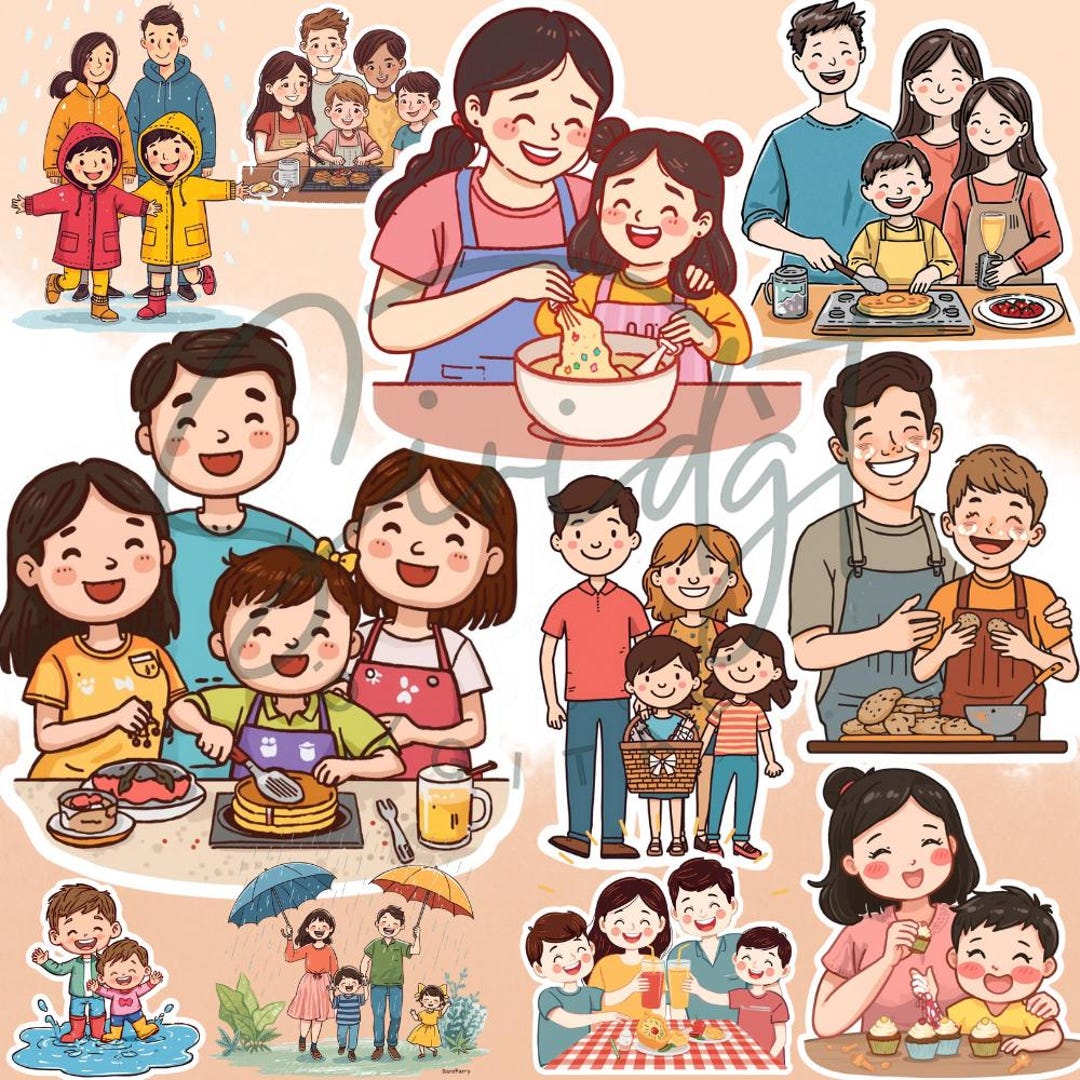 32 Family 3D Cartoon Clipart Bundle | Parents Kids Grandparents ...