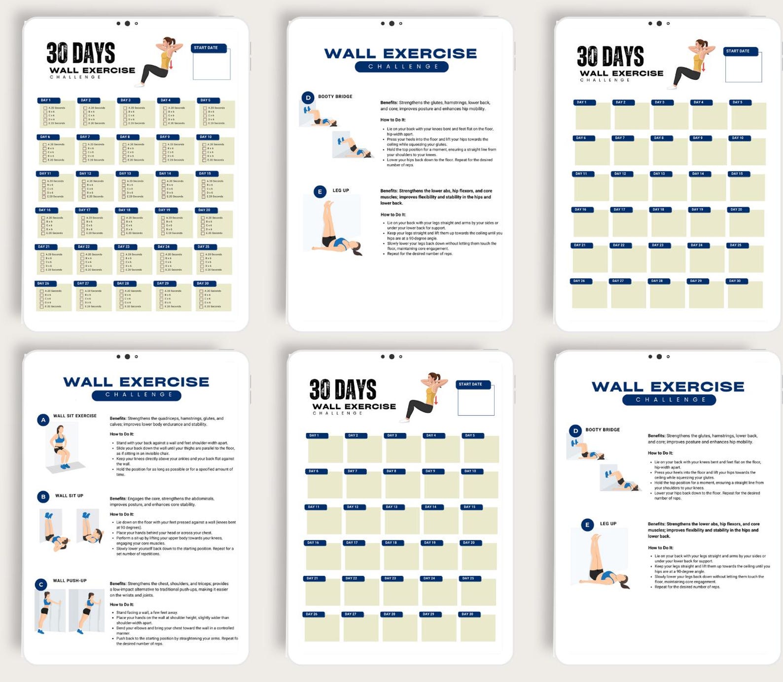 30 Day Workout Challenge Printable | Home Fitness Planner PDF ...