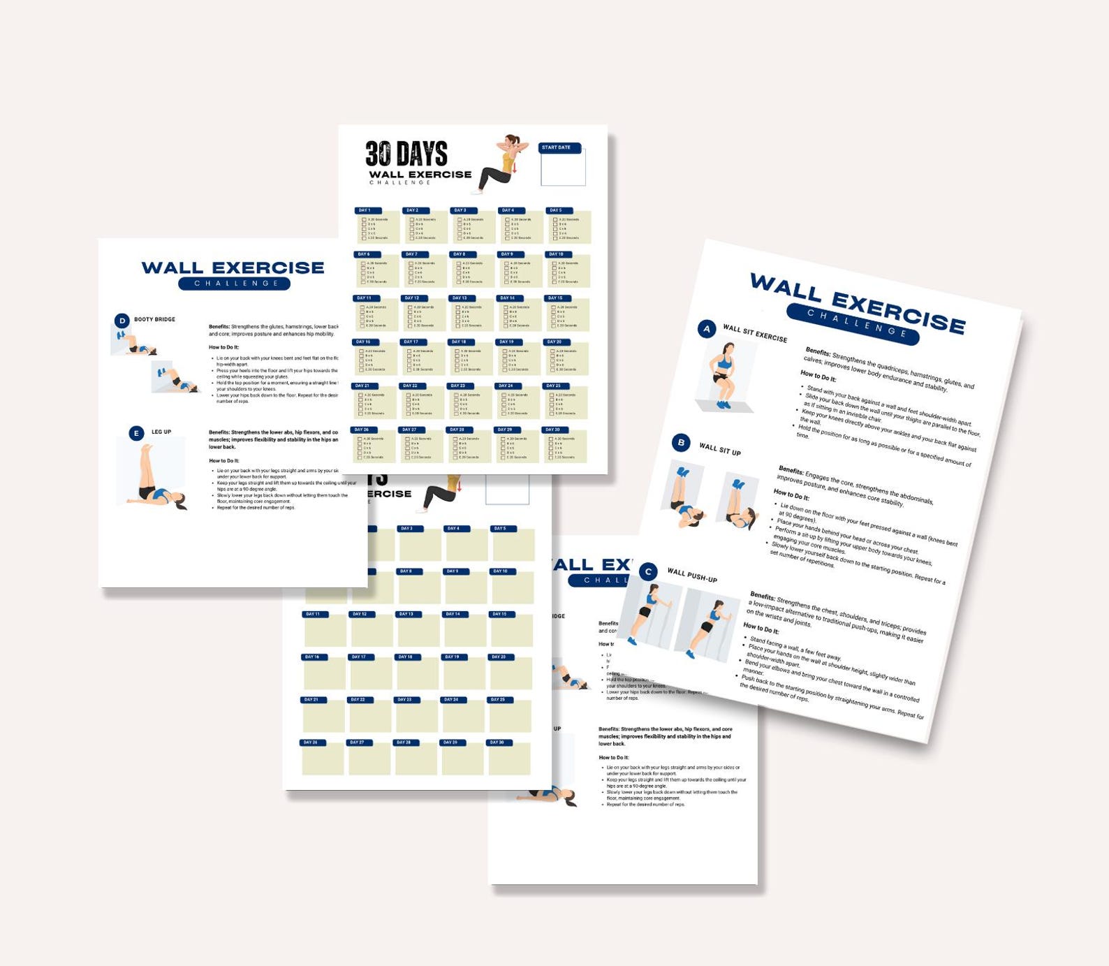 30 Day Workout Challenge Printable | Home Fitness Planner PDF ...