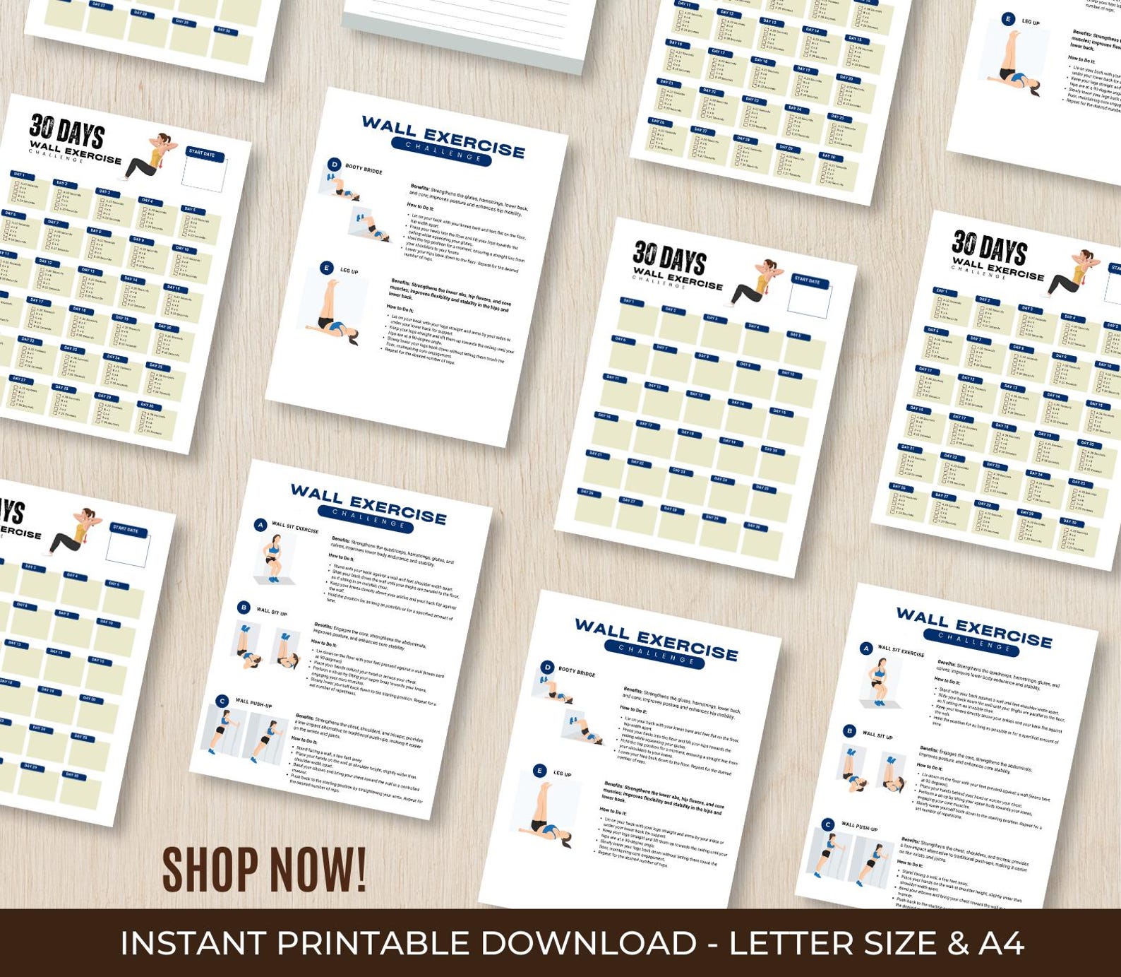 30 Day Workout Challenge Printable | Home Fitness Planner PDF ...