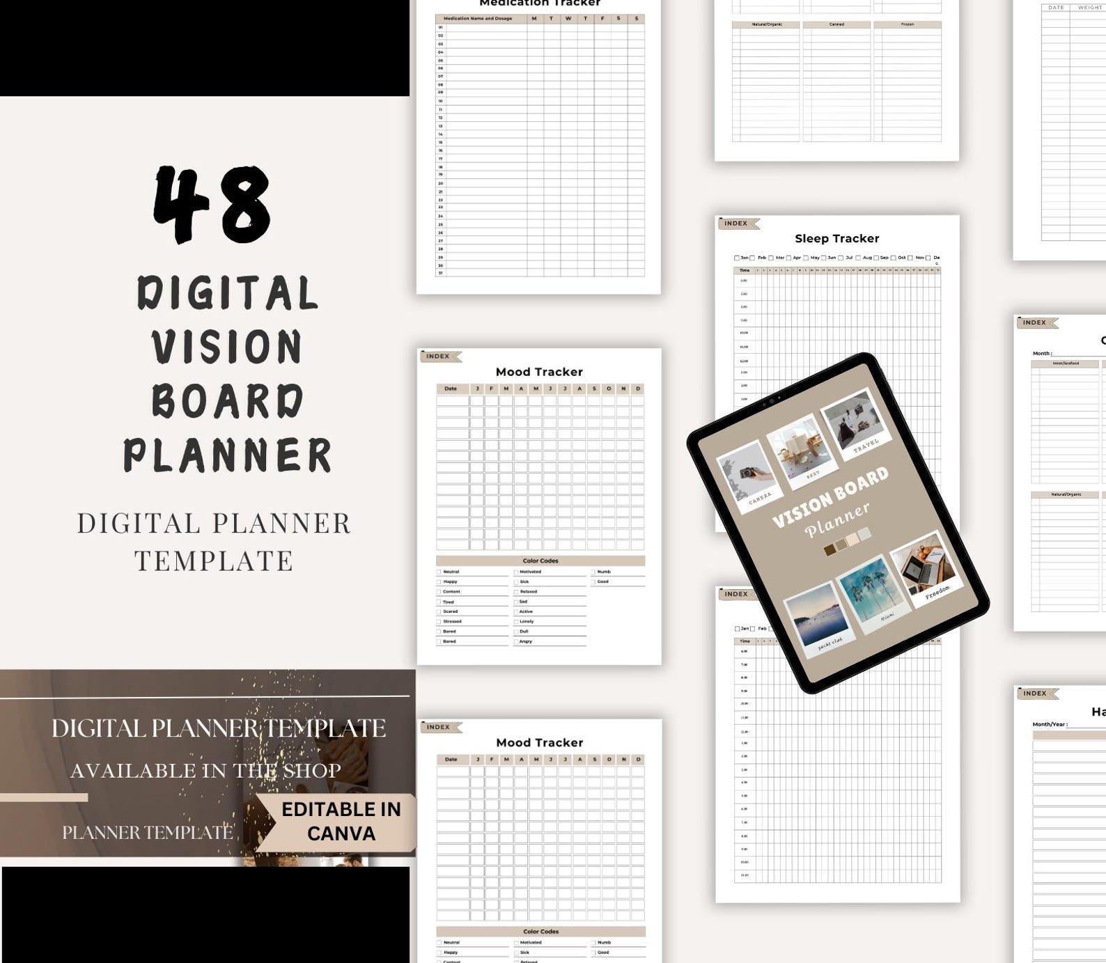 2025 Goal & Vision Board Digital Planner | Manifestation Journal and ...