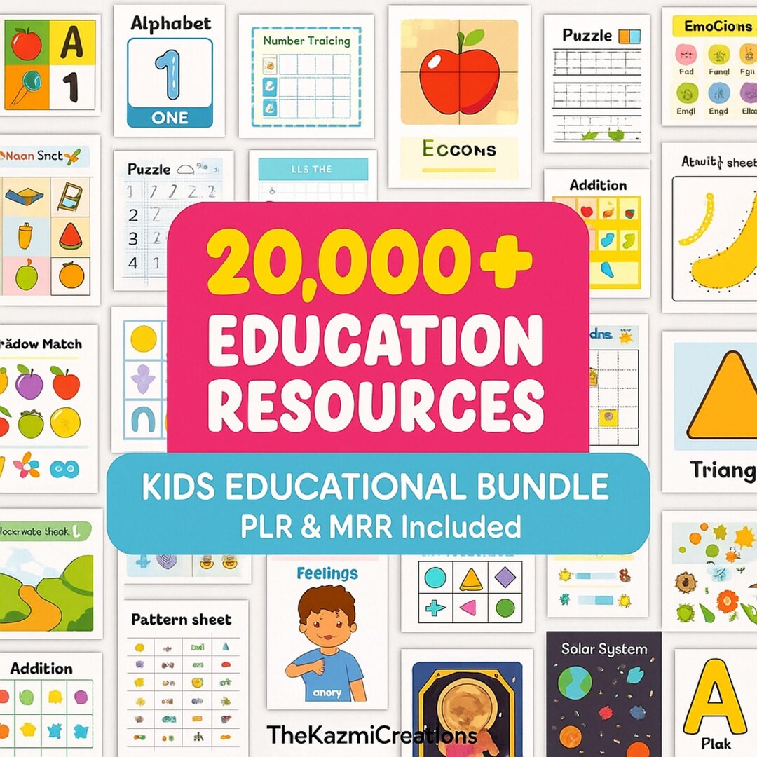 20,000+ Kids Learning Resources: Preschool Printables Bundle PLR & MRR ...