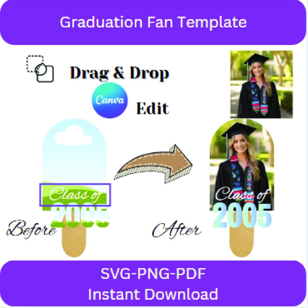 Grad Paddle Fan Template, Custom Grad Fan, Graduation Fan Template ...