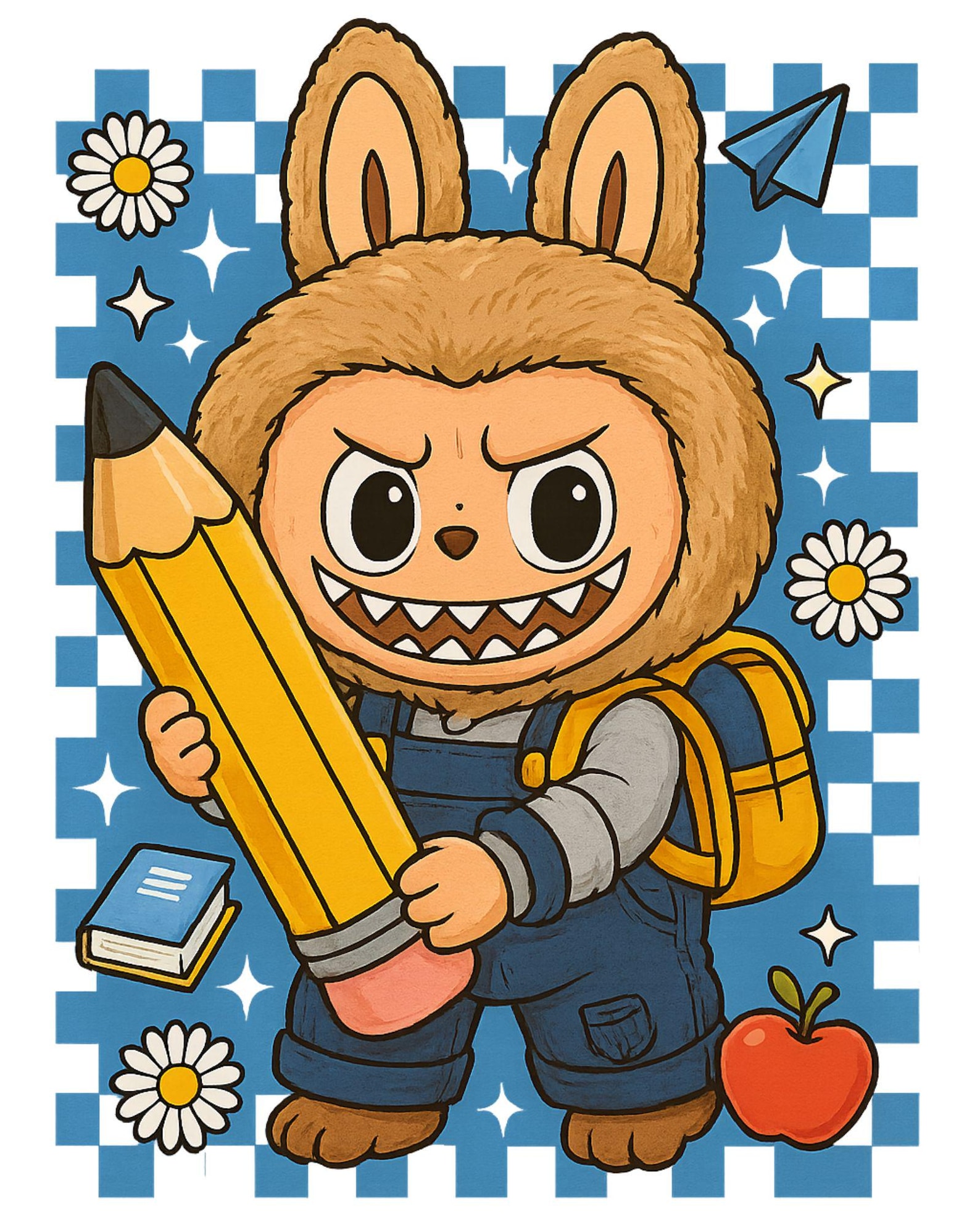 Labubu Back to School PNG: Cartoon Teacher Shirt Design (digital ...