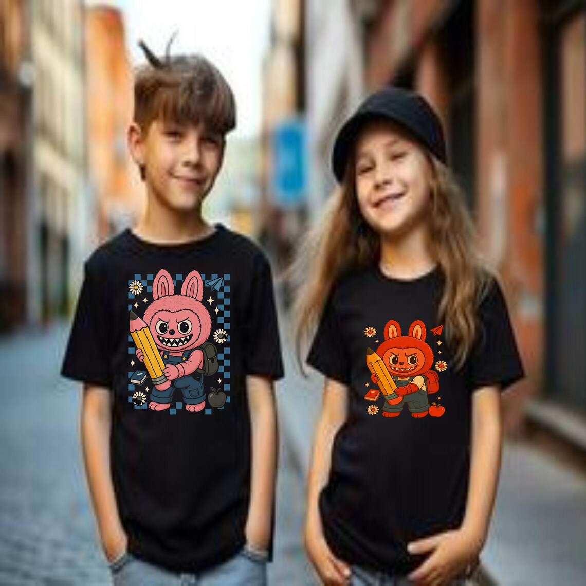 Labubu Back to School PNG: Cartoon Teacher Shirt Design (digital ...