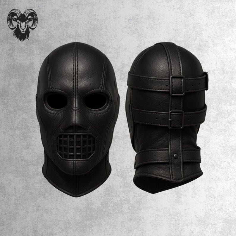 Handmade Black Leather Full Head Mask: Gothic Biker Style - Etsy
