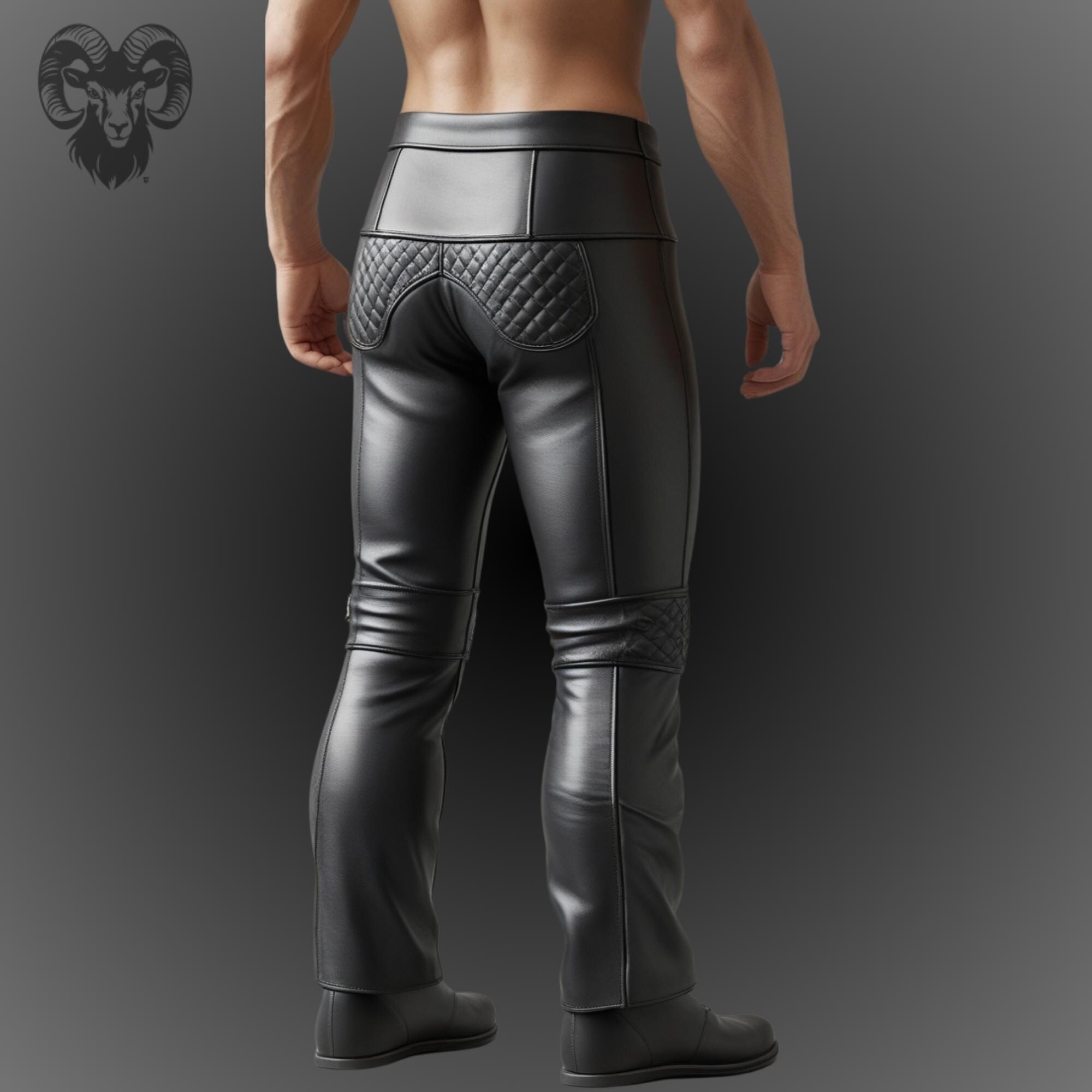 Quilted Black Leather Pants | Handmade Black Leather Chaps-style Pants ...