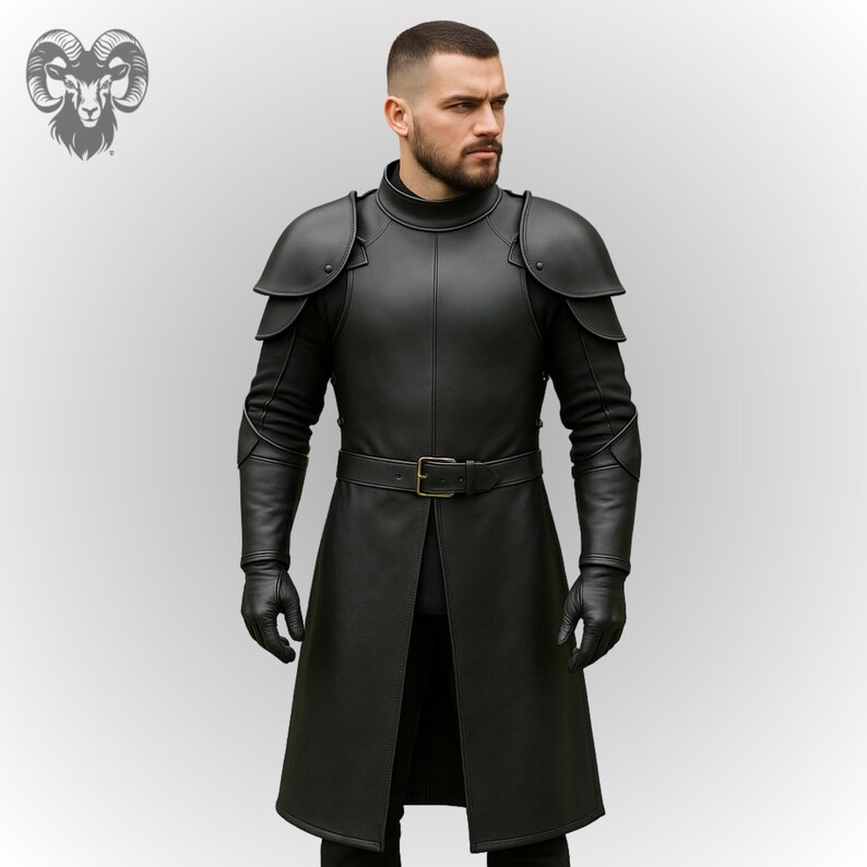Handmade Black Leather Armor Coat: Medieval Knight Costume - Etsy