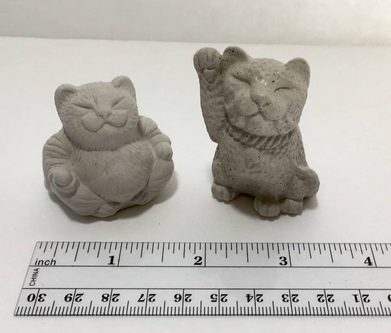 2 Mini Lucky Zen Cat Buddha and Maneki Neko Bonsai Statues - Etsy